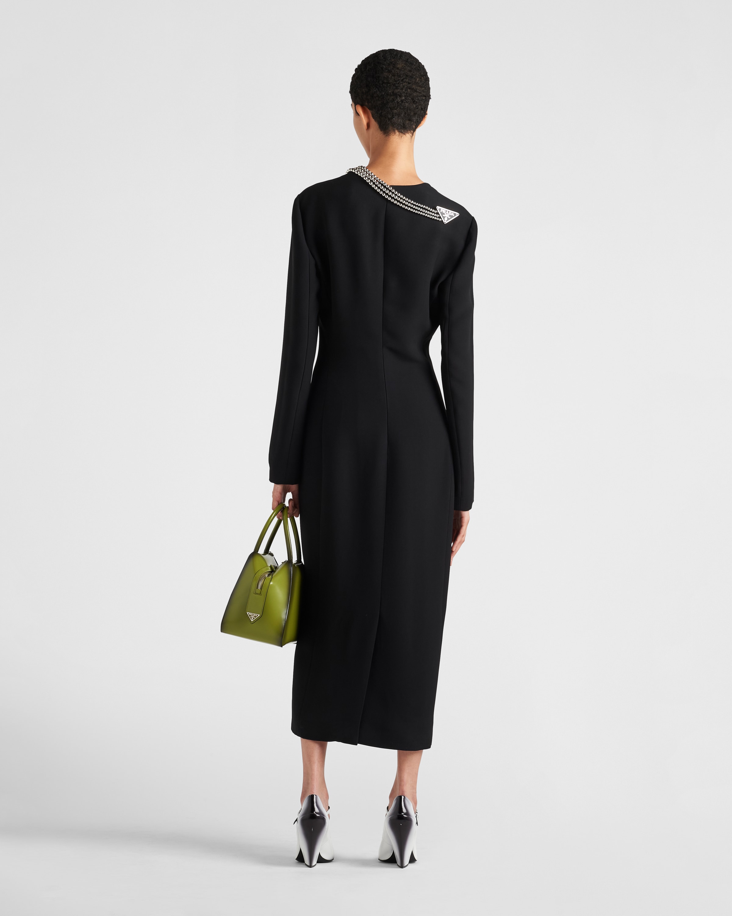 Black Cady dress with necklace | Prada