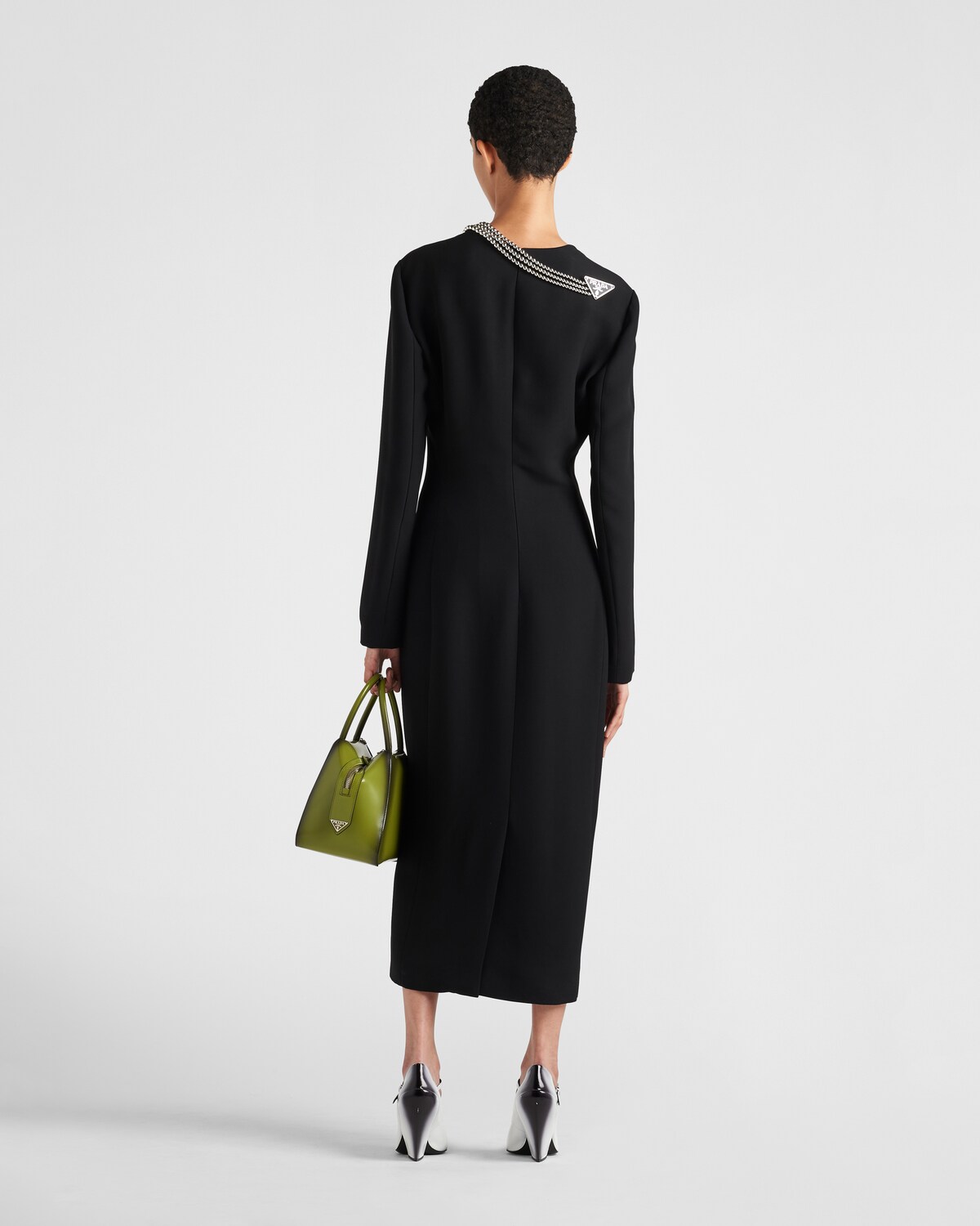 Black Cady Dress With Necklace | PRADA