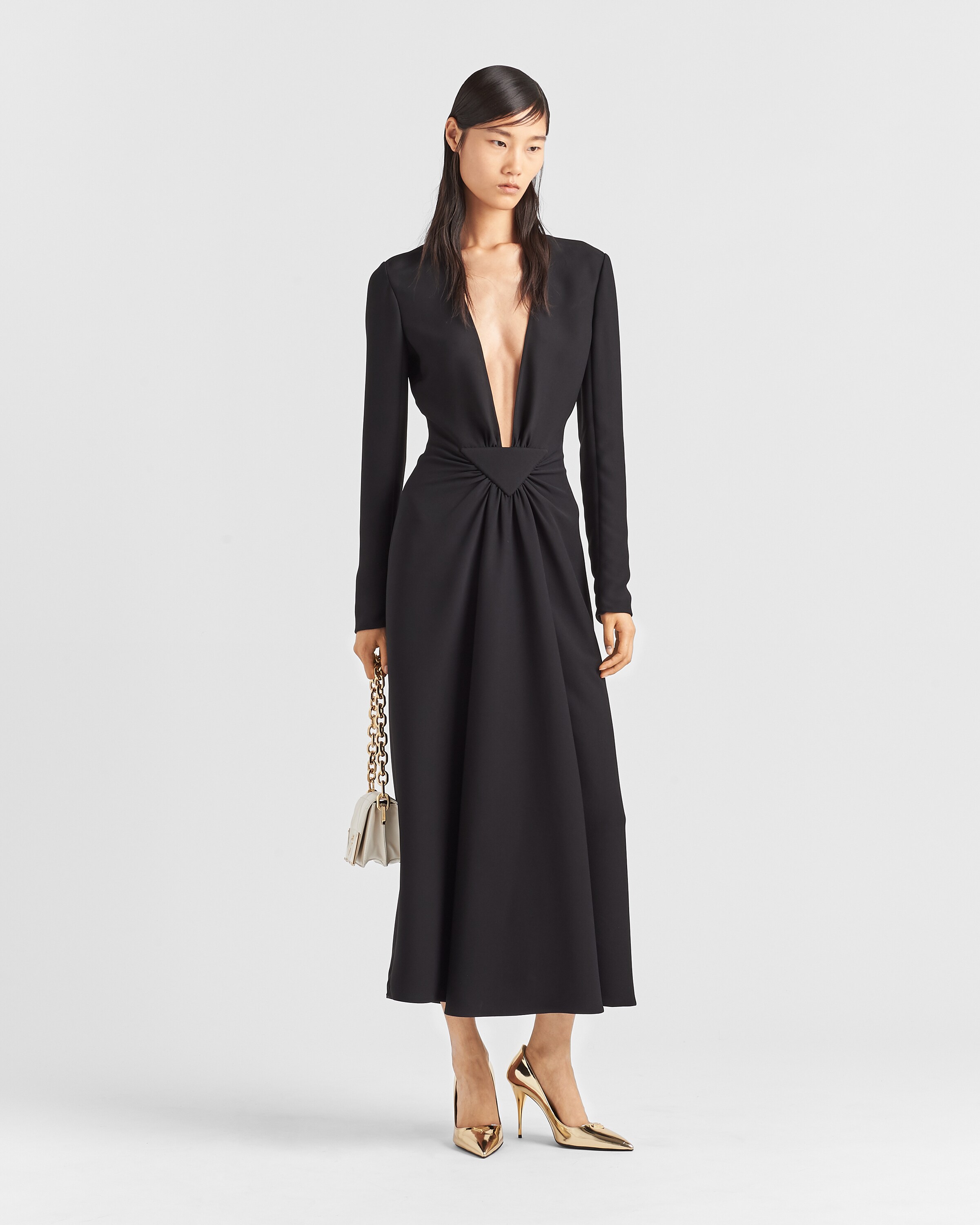 Robe longue en Cady Noir | Prada