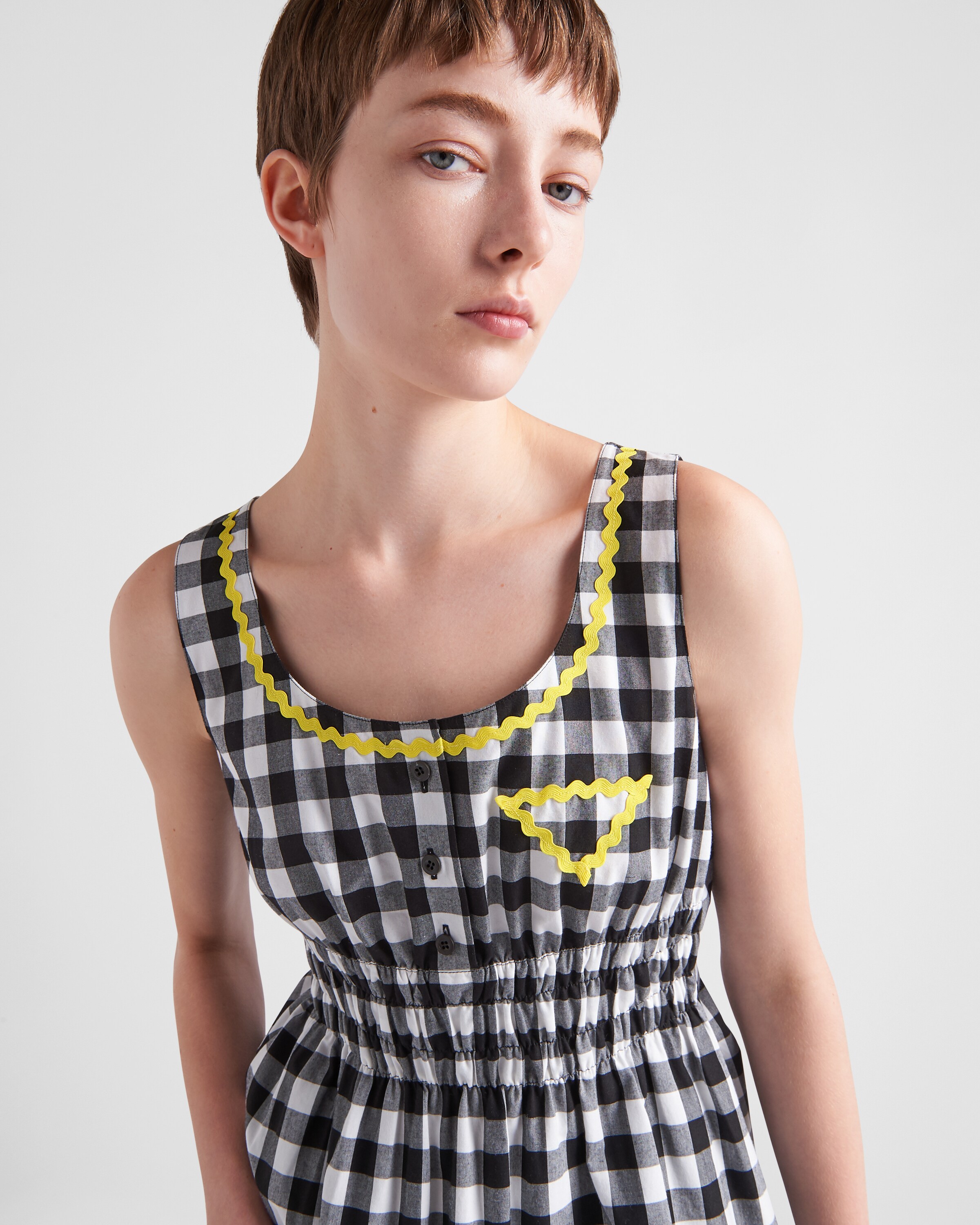 Black/yellow Gingham Check Dress | PRADA