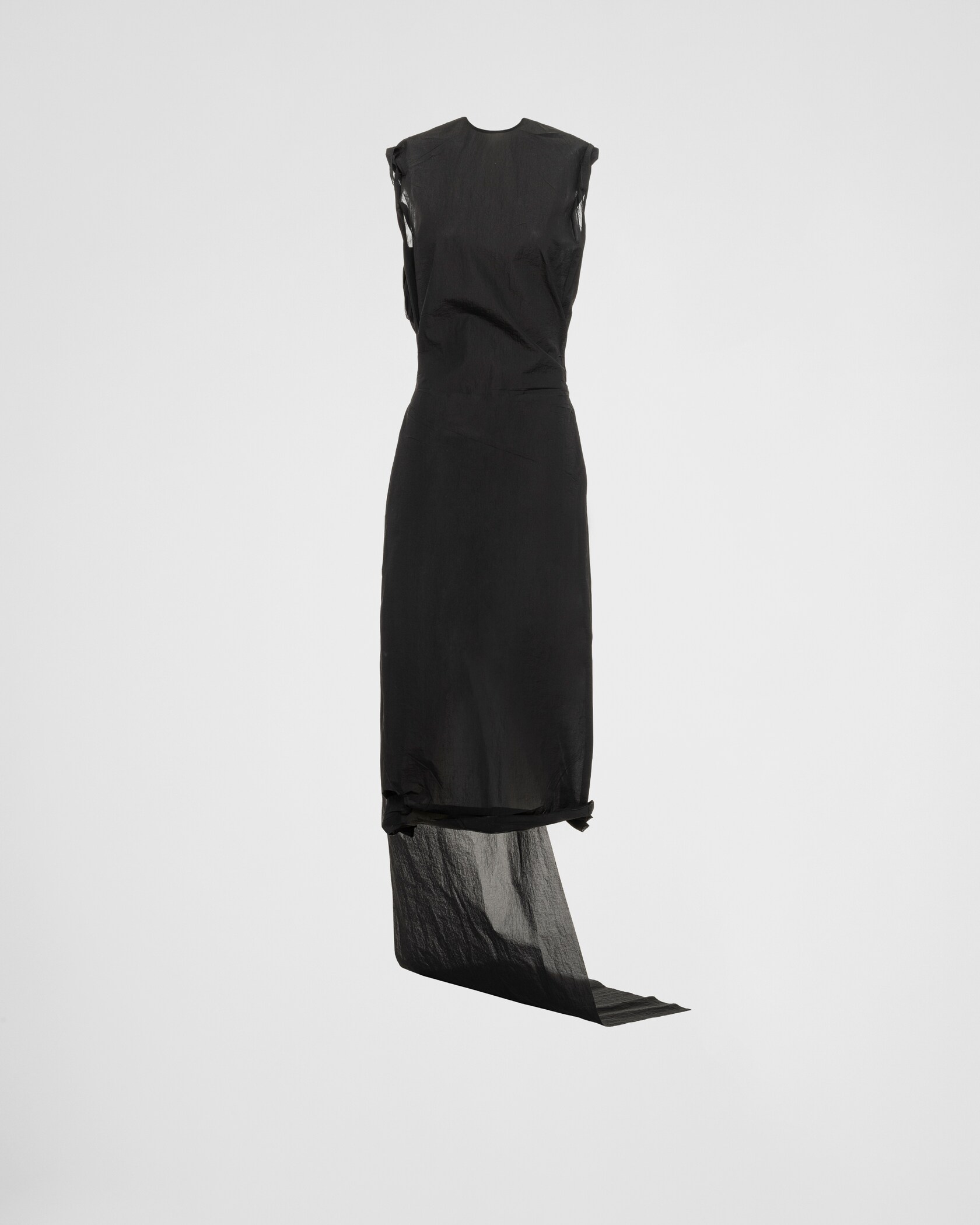 Black Nylon Crepe Dress With Appliqué | PRADA