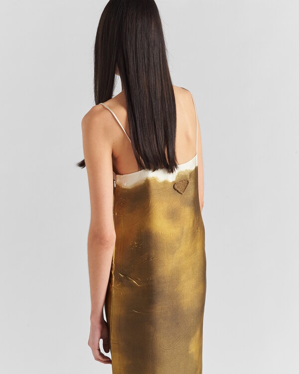 Olive Green Printed Silk Dress | PRADA