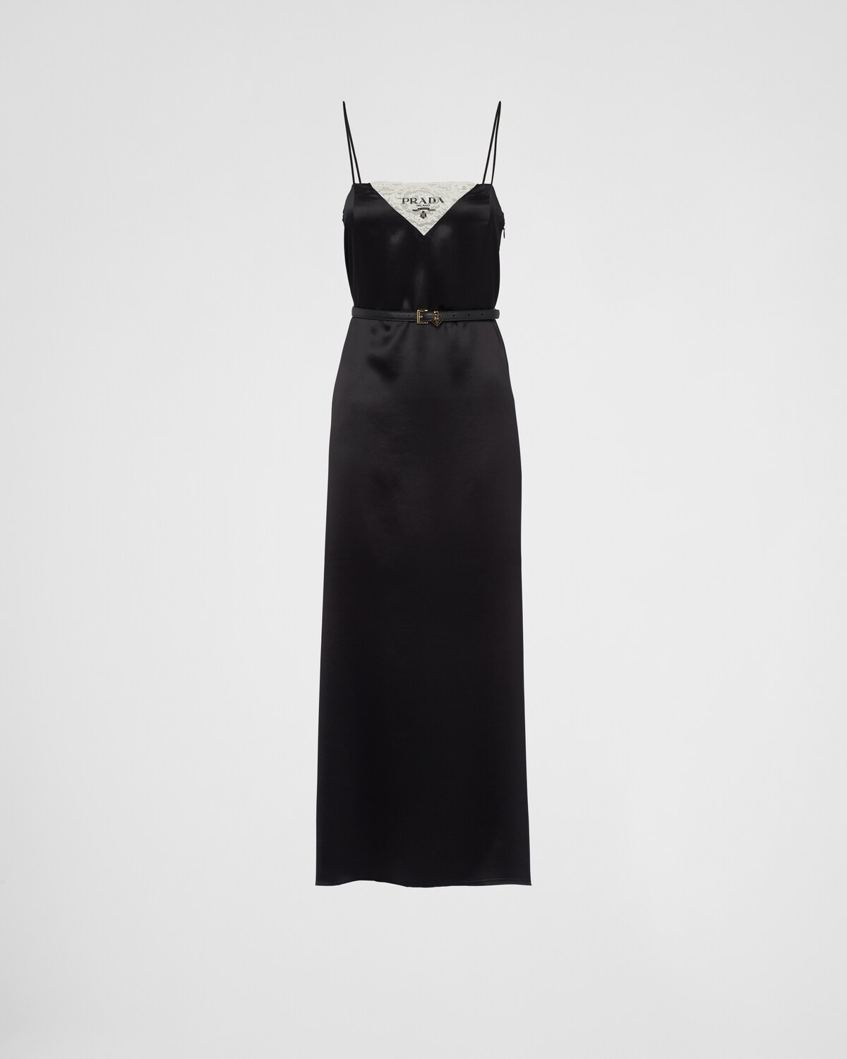 Black Satin Crepe Slip Dress | PRADA