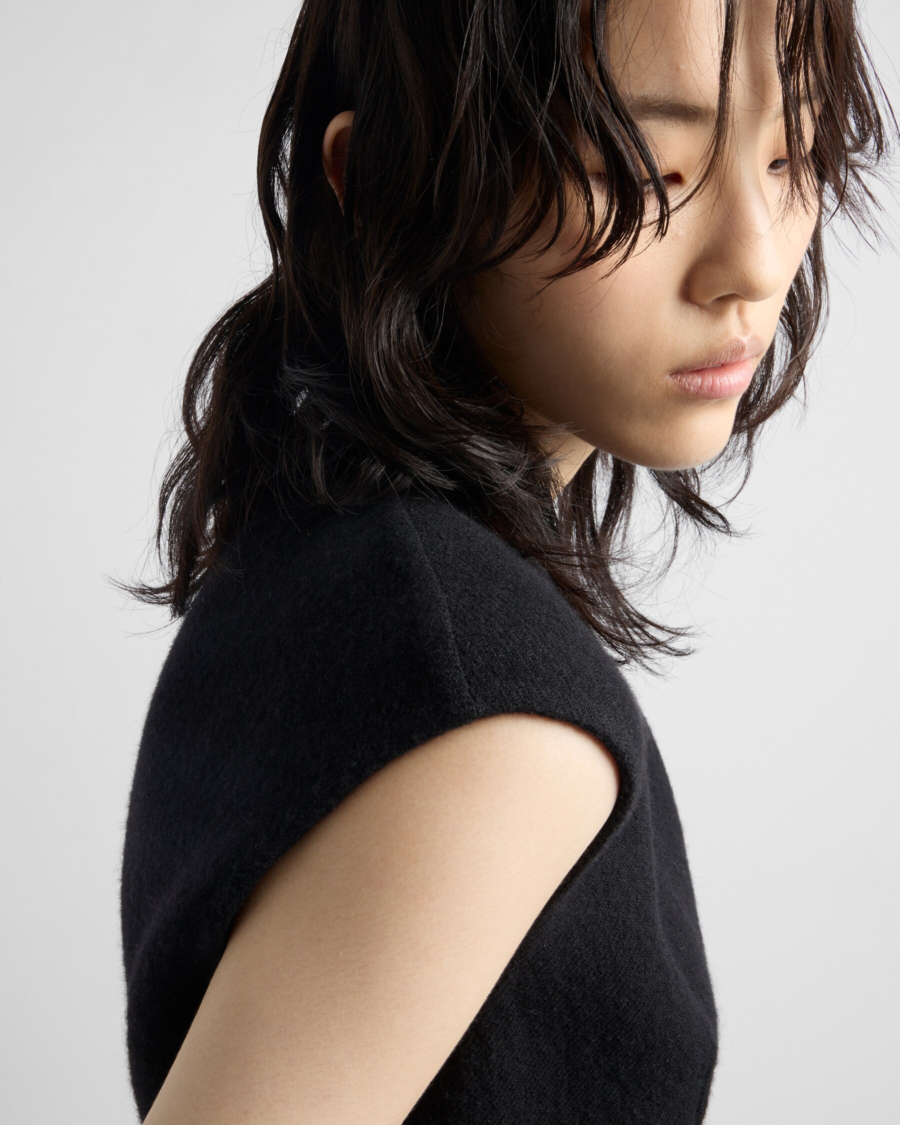 Black Washed Twill Minidress With Safety Pin | PRADA