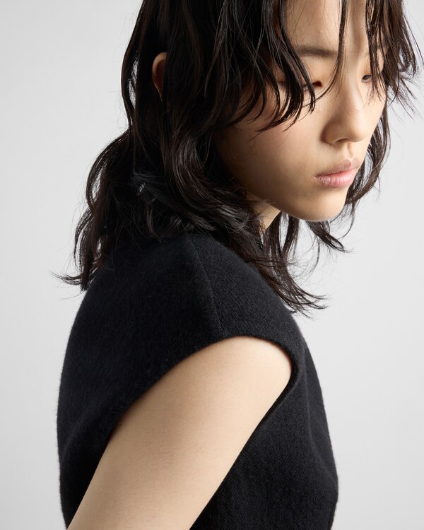 Black Washed Twill Minidress With Safety Pin | PRADA