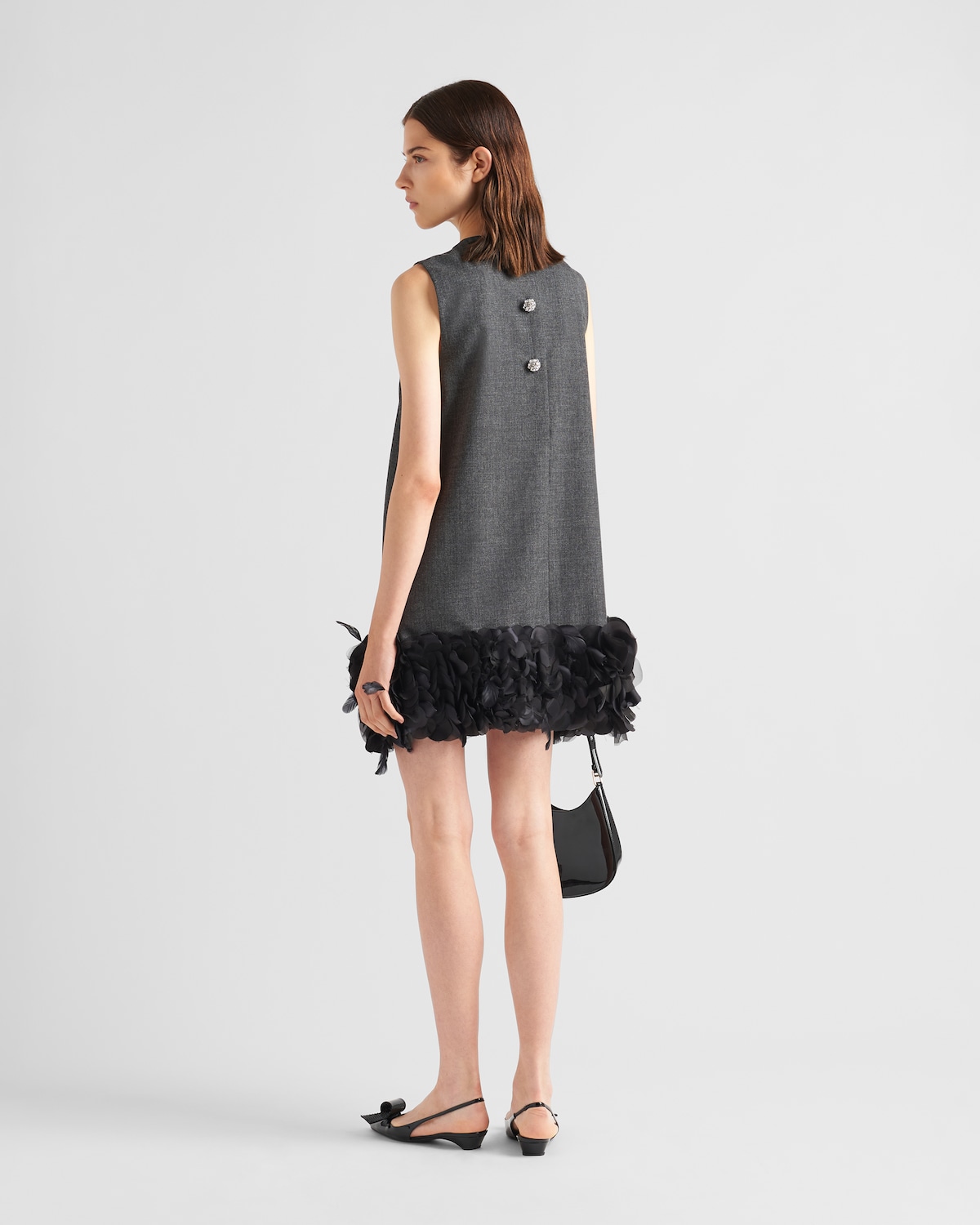 Slate Gray Embroidered Wool Mini-dress | PRADA