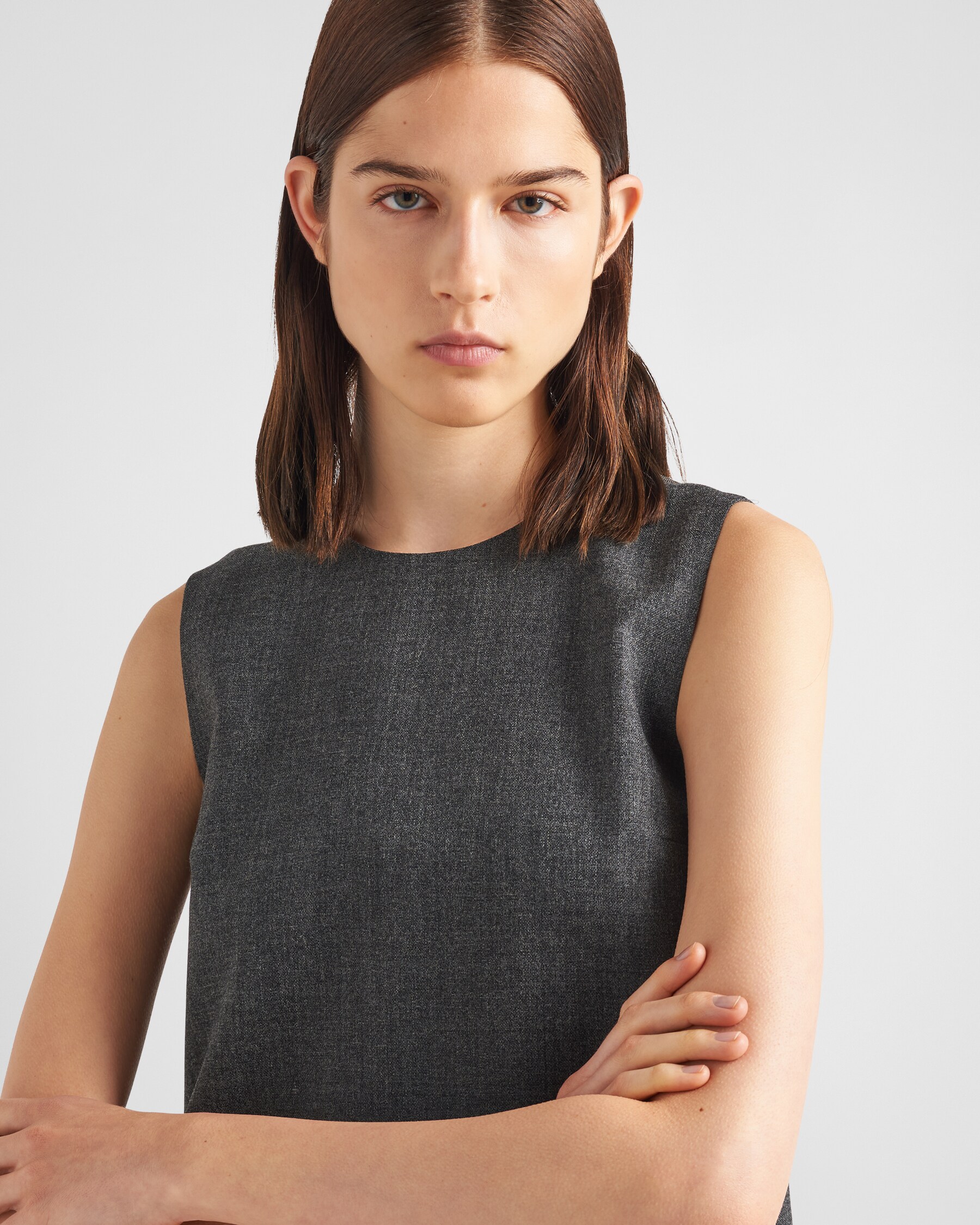 Slate Gray Embroidered Wool Mini-dress | PRADA