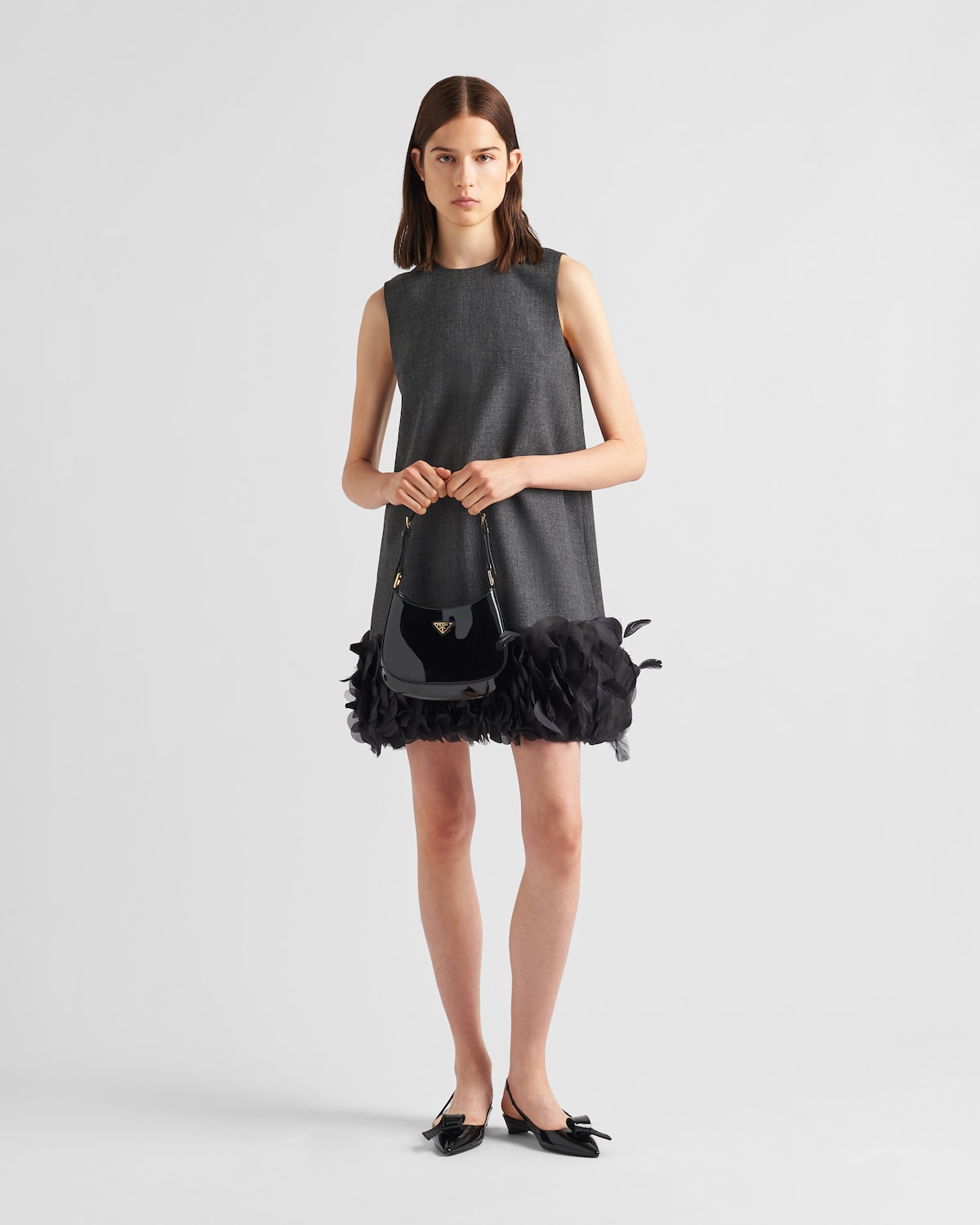 Slate Gray Embroidered Wool Mini-dress | PRADA