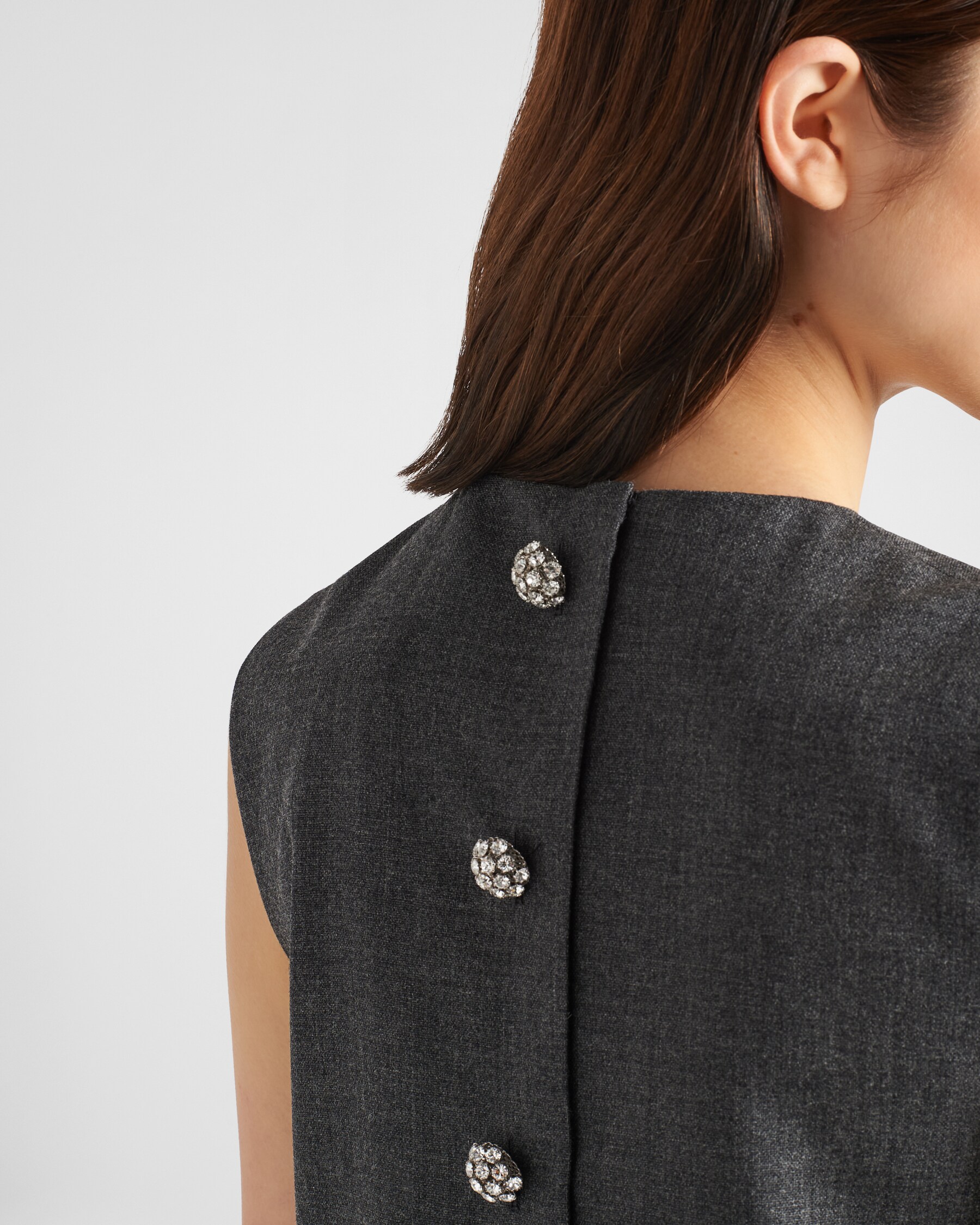 Slate Gray Embroidered Wool Mini-dress | PRADA