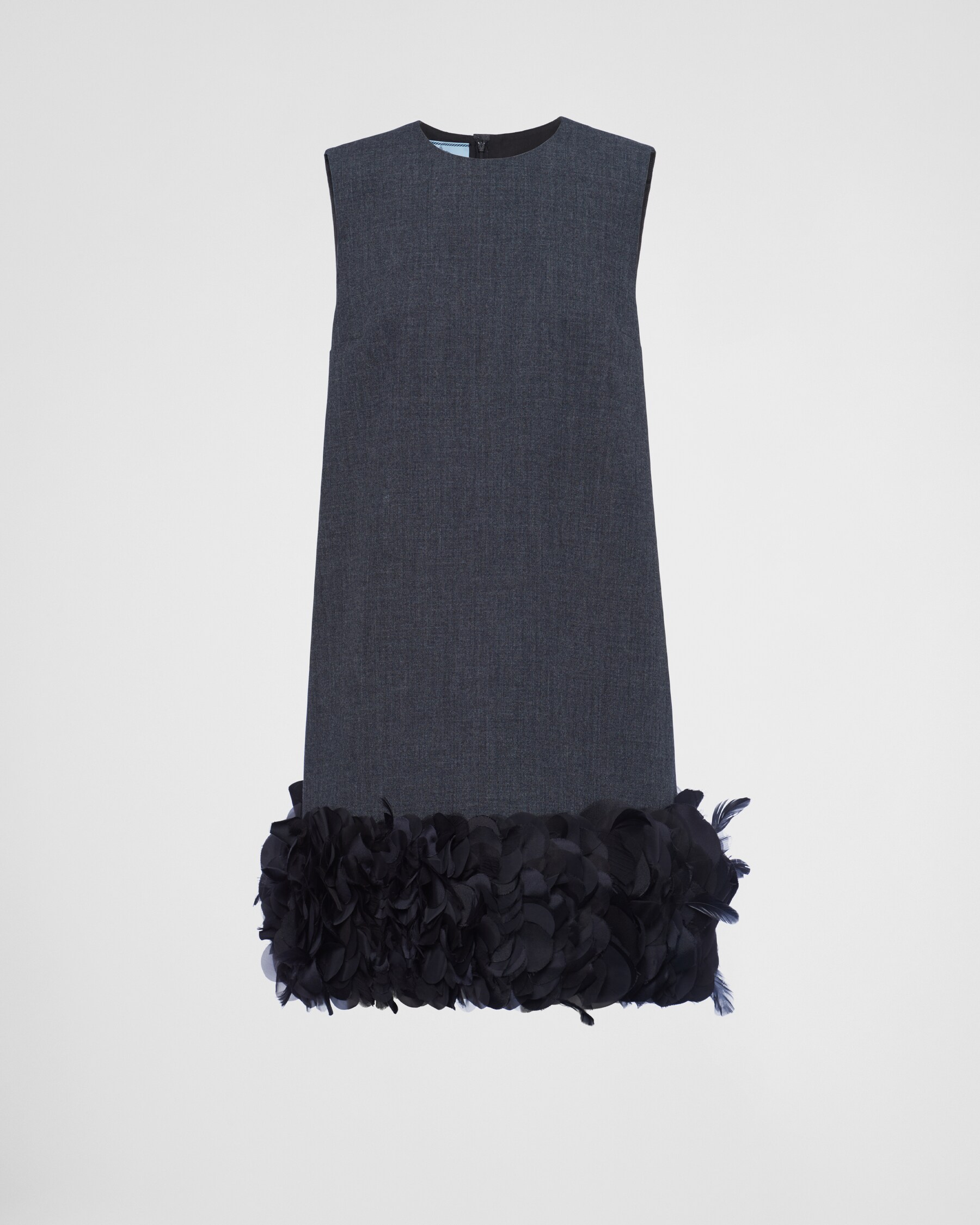 Slate Gray Embroidered Wool Mini-dress | PRADA