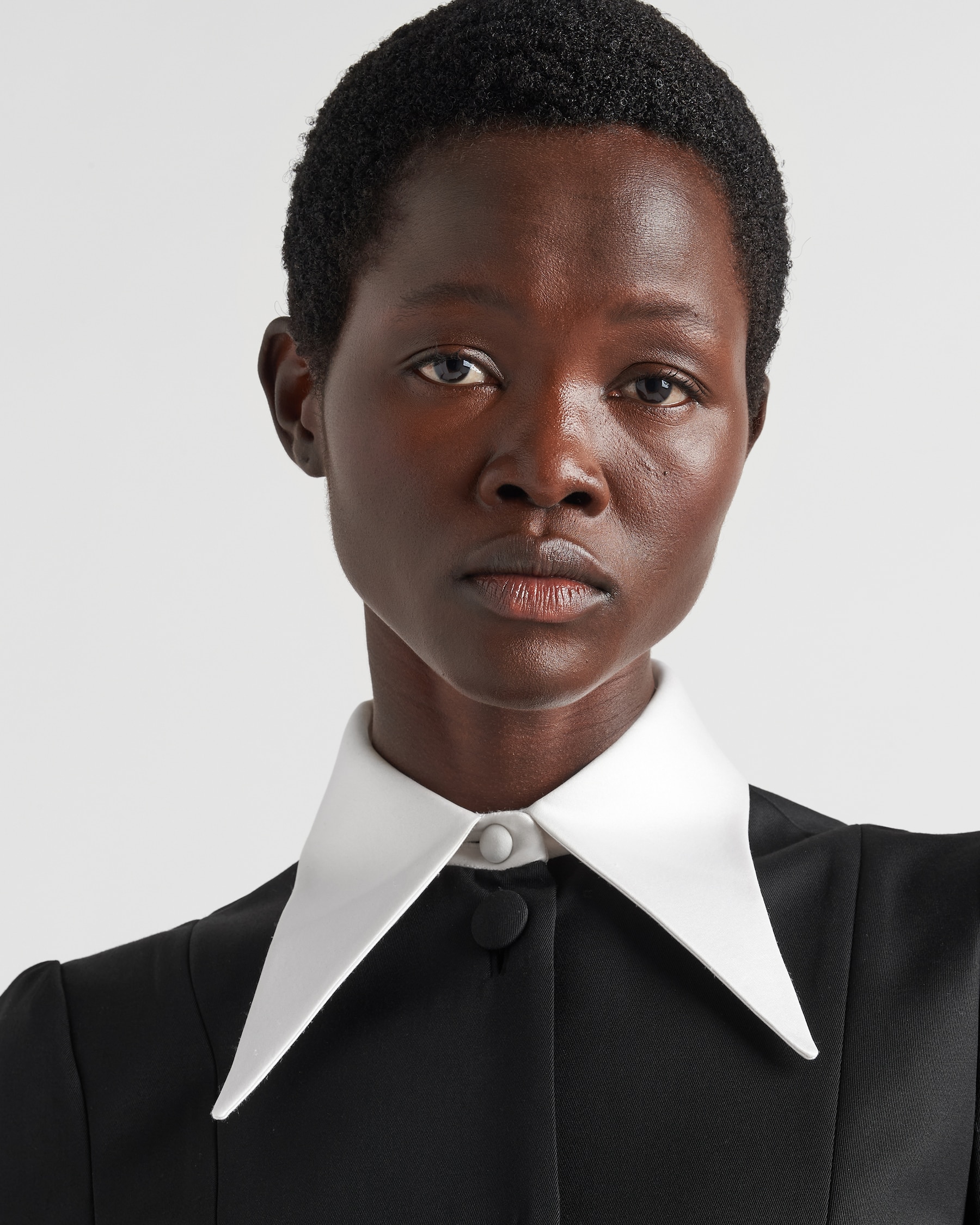 Black Satin Wool Mini-dress | PRADA