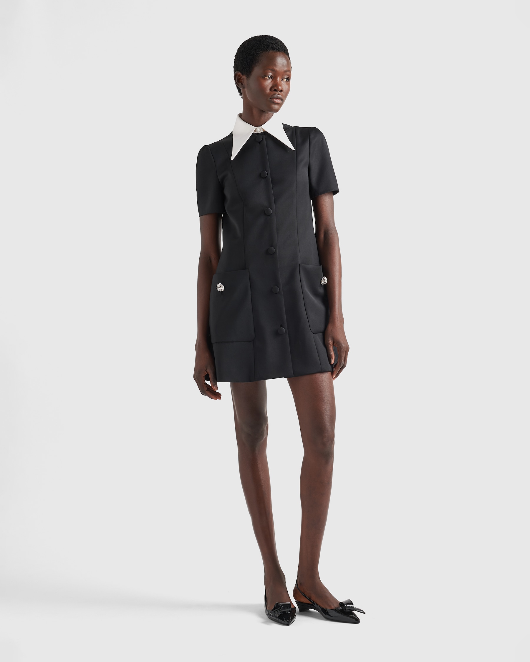 Black Satin Wool Mini-dress | PRADA