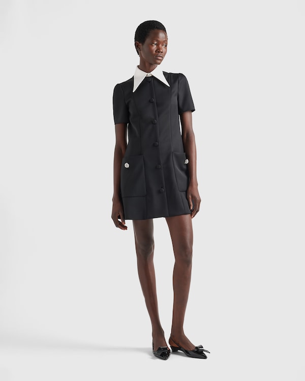 Black Satin Wool Mini-dress | PRADA