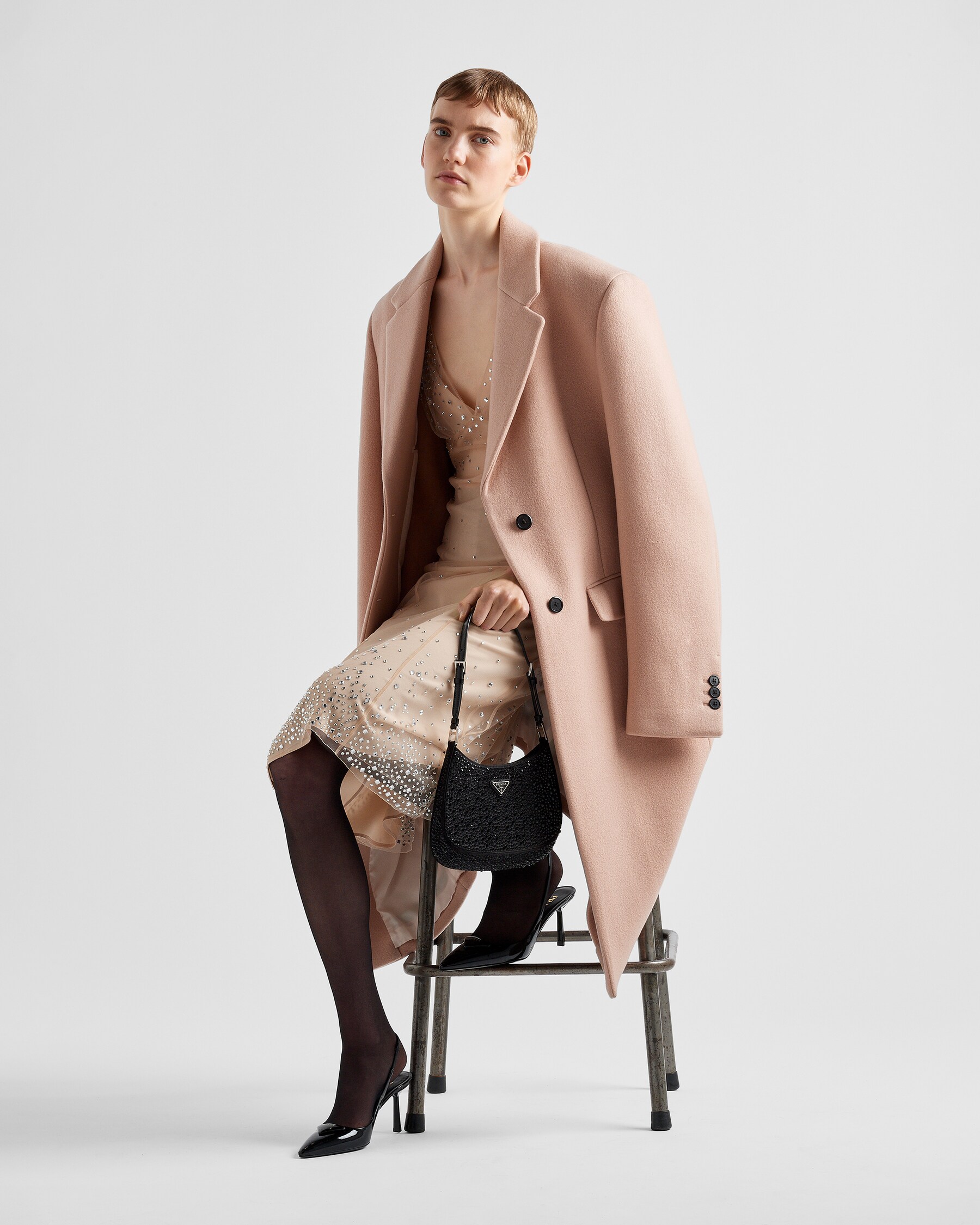 Cameo Embroidered Tulle Dress | PRADA