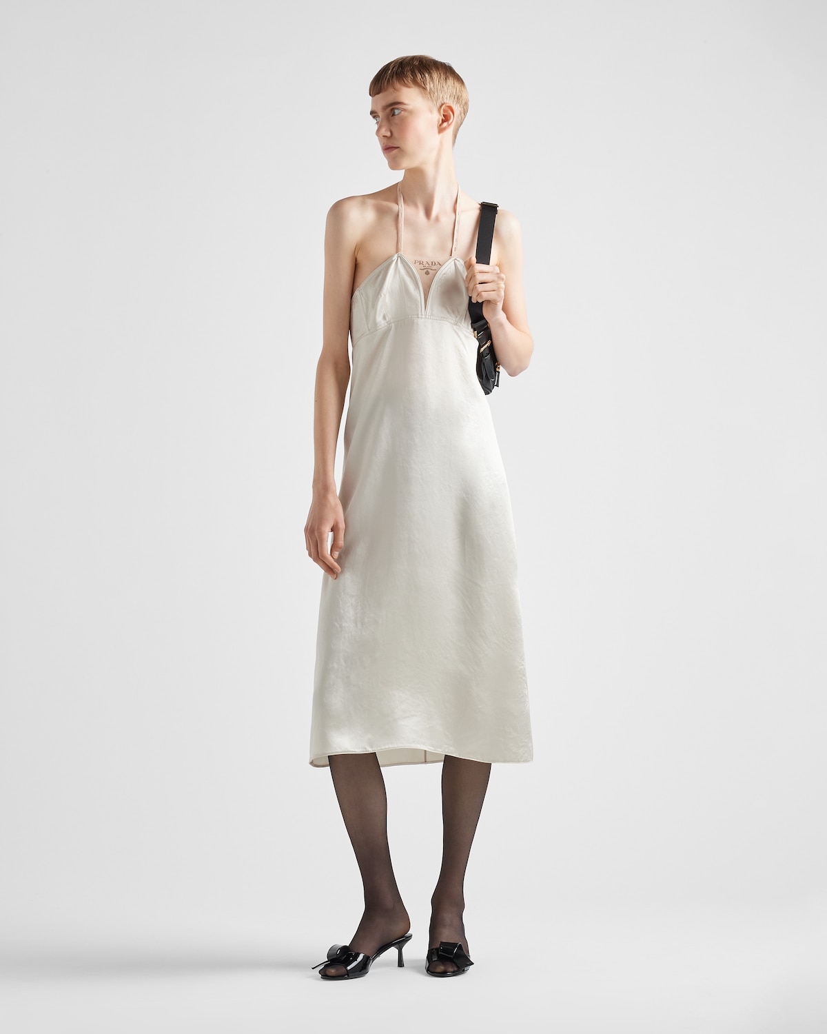 Natural Satin Slip Dress | PRADA