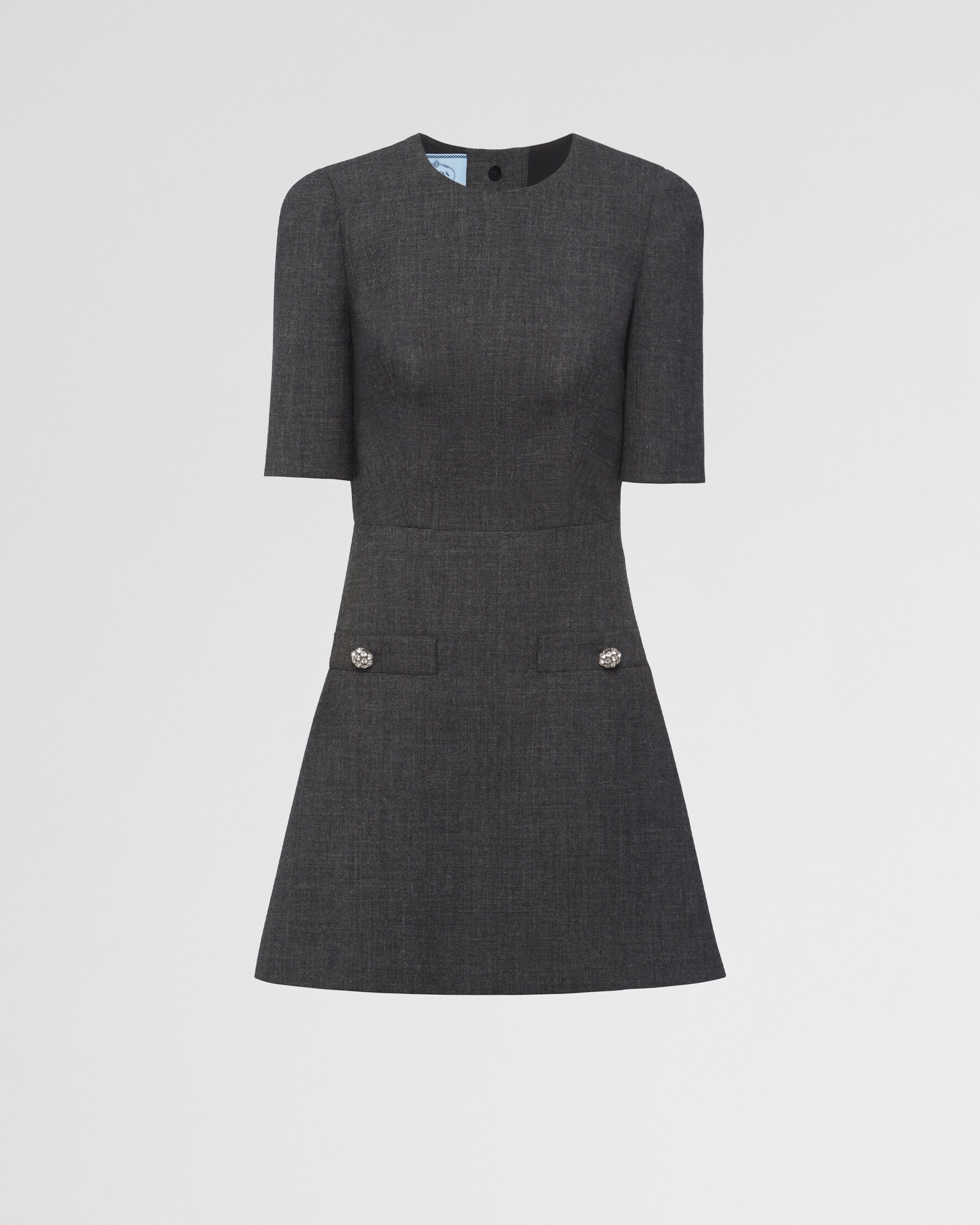 Slate Gray Wool Mini-dress | PRADA