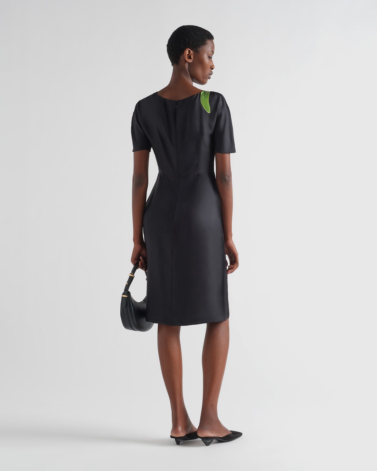 Black Printed Twill Dress | PRADA