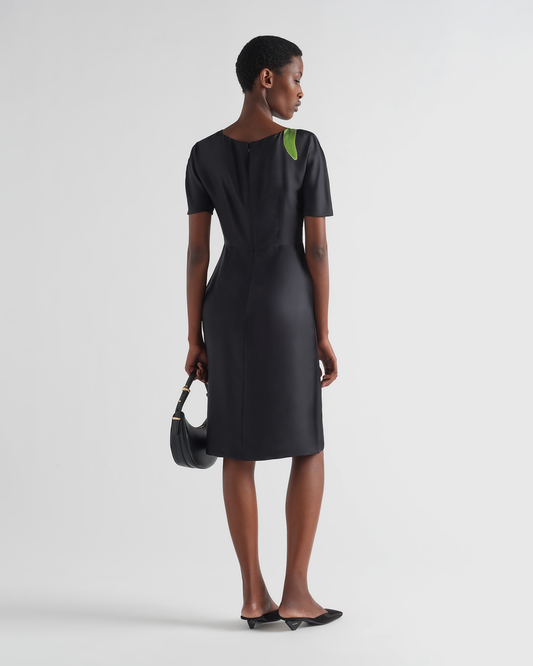 Black Printed Twill Dress | PRADA