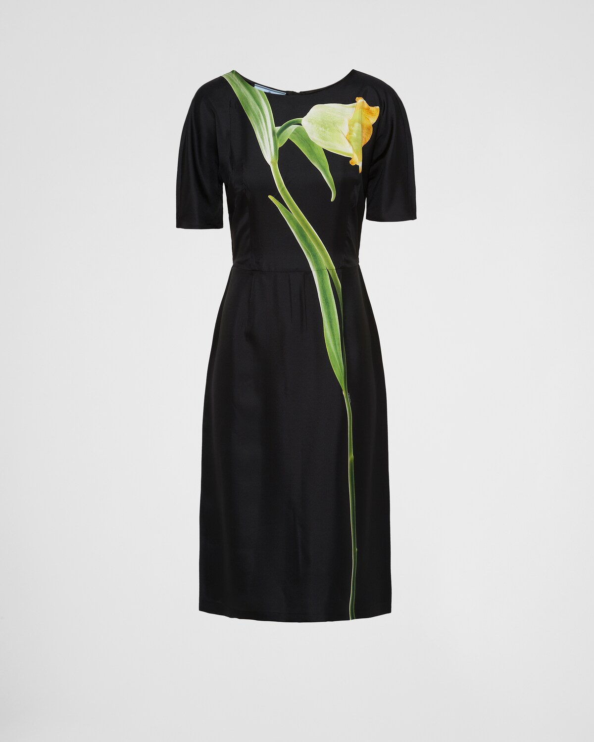 Black Printed Twill Dress | PRADA