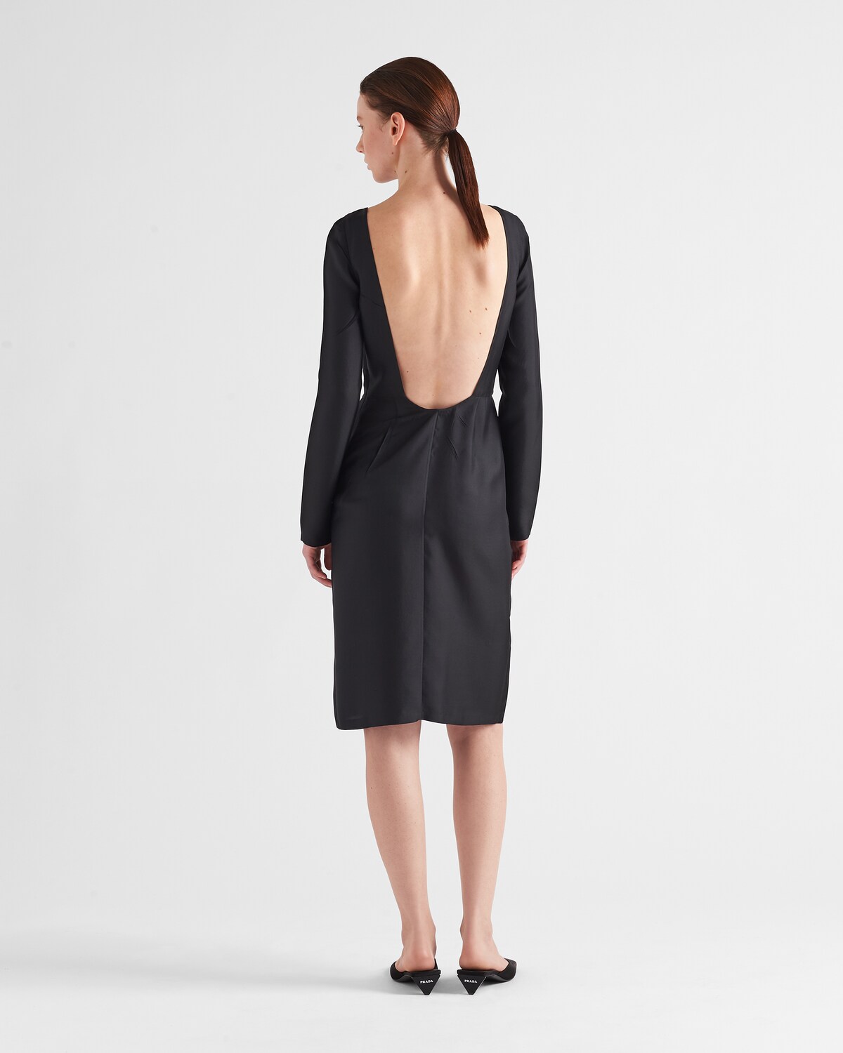 Black Printed Twill Dress | PRADA