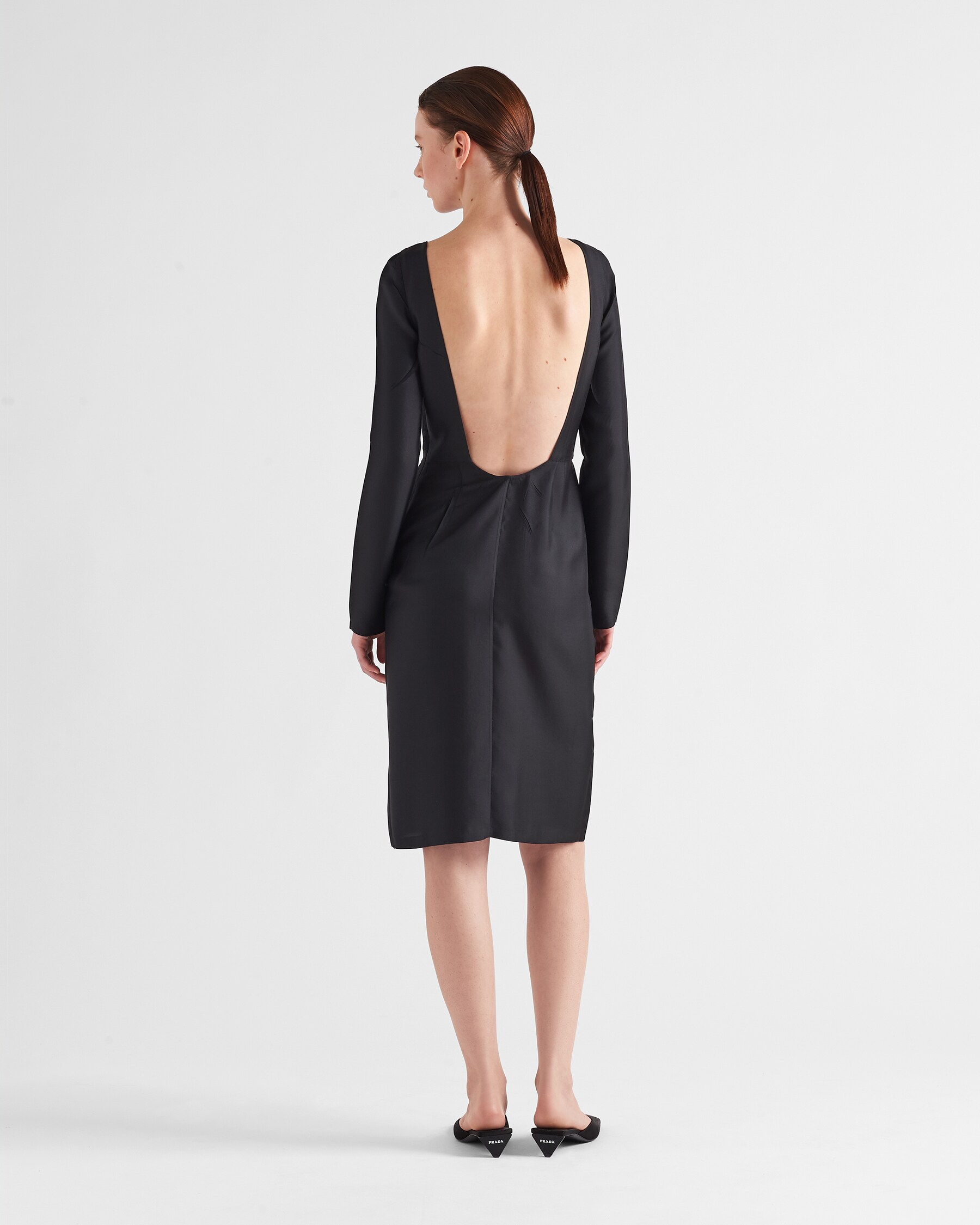 Black Printed Twill Dress | PRADA