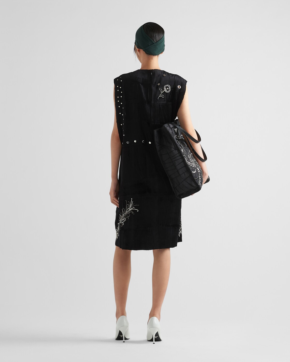 Black Embroidered Velvet Dress | PRADA