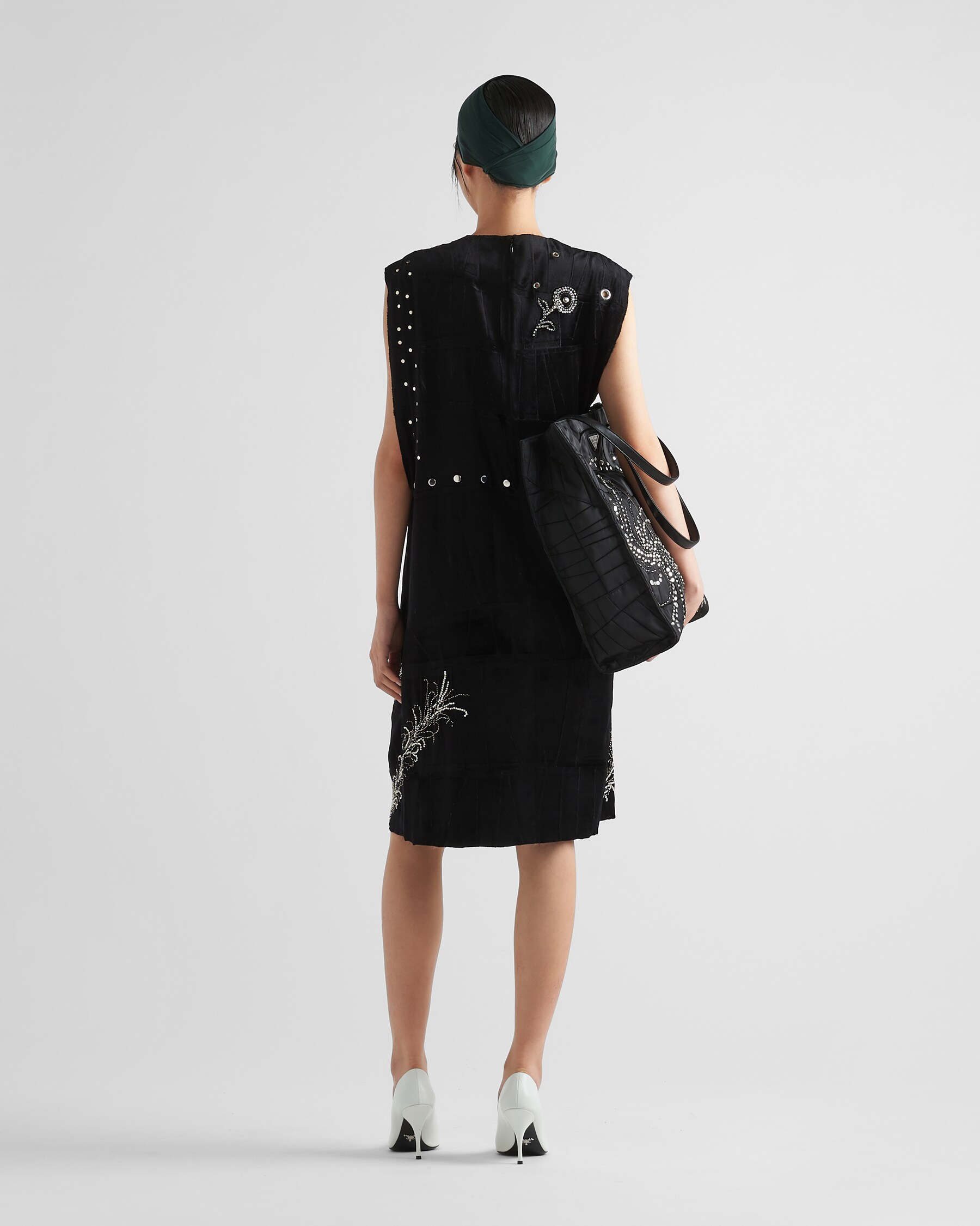 Black Embroidered Velvet Dress | PRADA