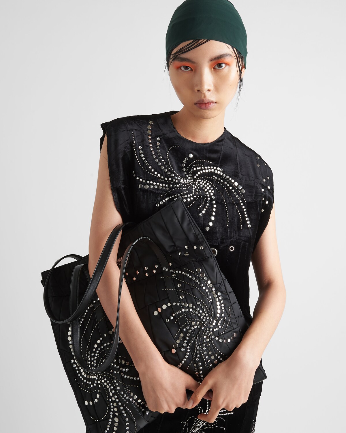 Black Embroidered Velvet Dress | PRADA