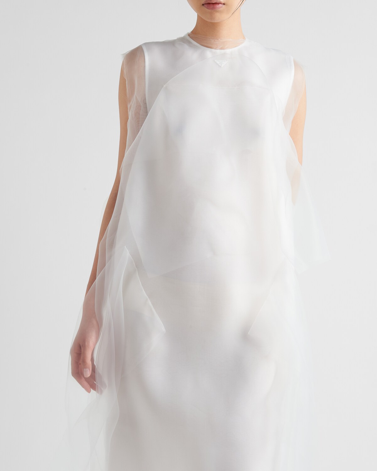 White Technical Voile Dress | PRADA