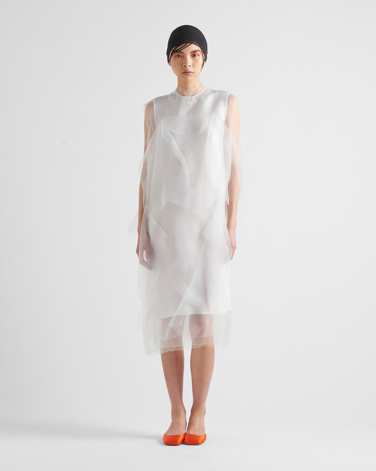 White Technical Voile Dress | PRADA