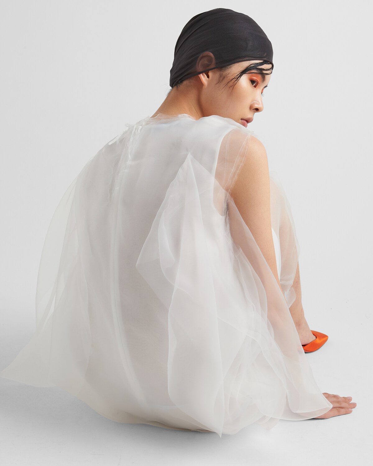 White Technical Voile Dress | PRADA