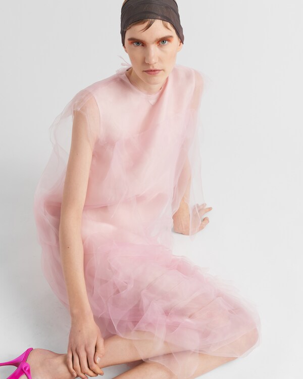 Pink Technical Voile Dress | PRADA