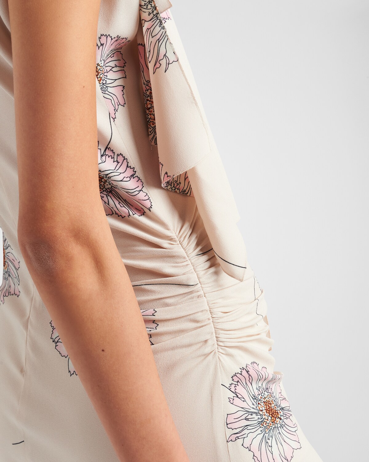 Cameo Printed Sablé Dress With Scarf Collar | PRADA