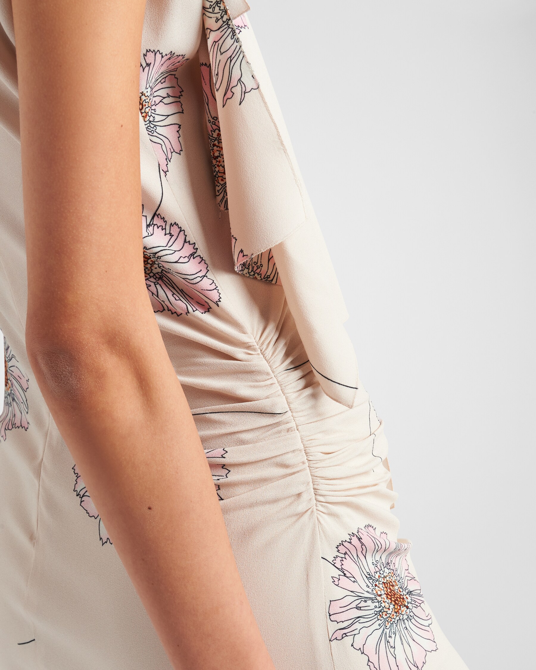 Cameo Printed Sablé Dress With Scarf Collar | PRADA