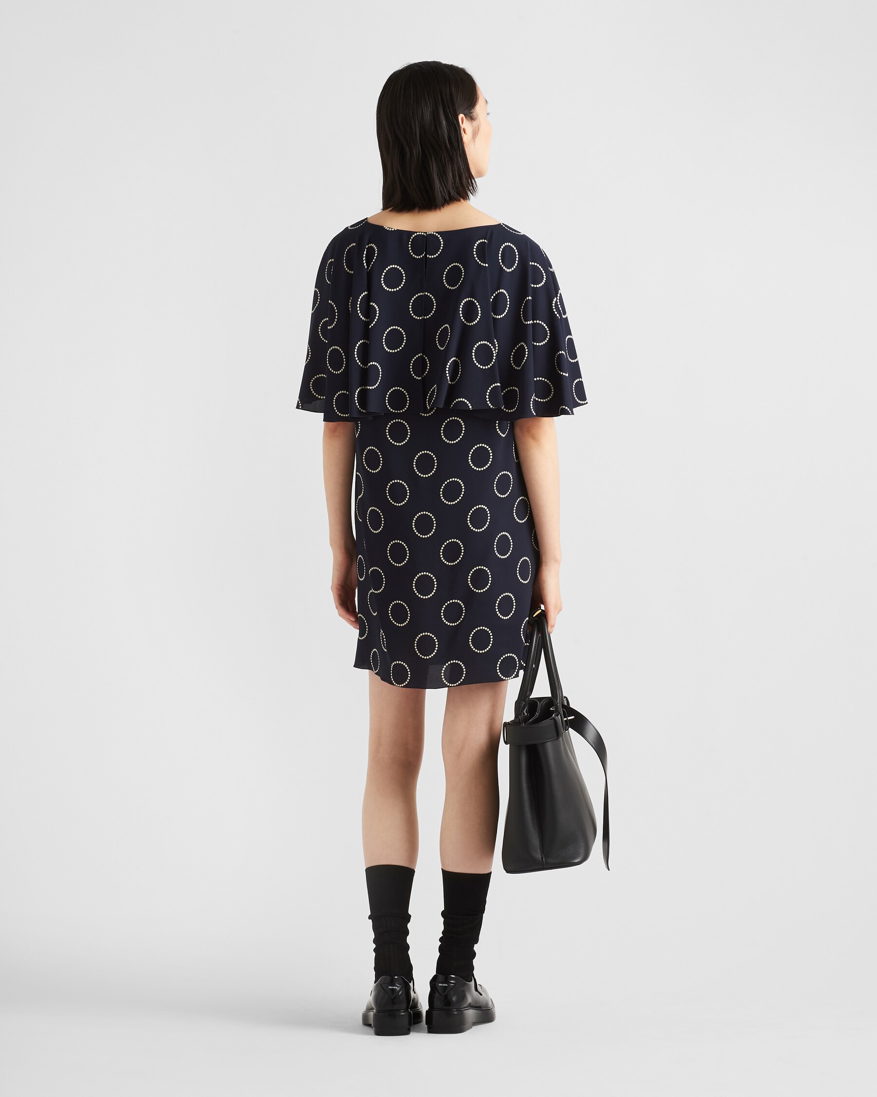 Navy Printed Sablé Mini-dress | PRADA
