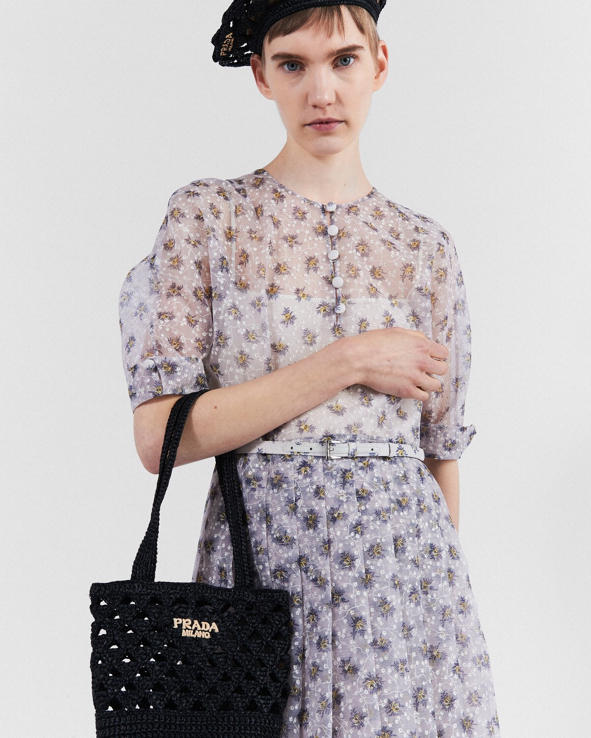 Yellow Printed Nylonette Dress | PRADA