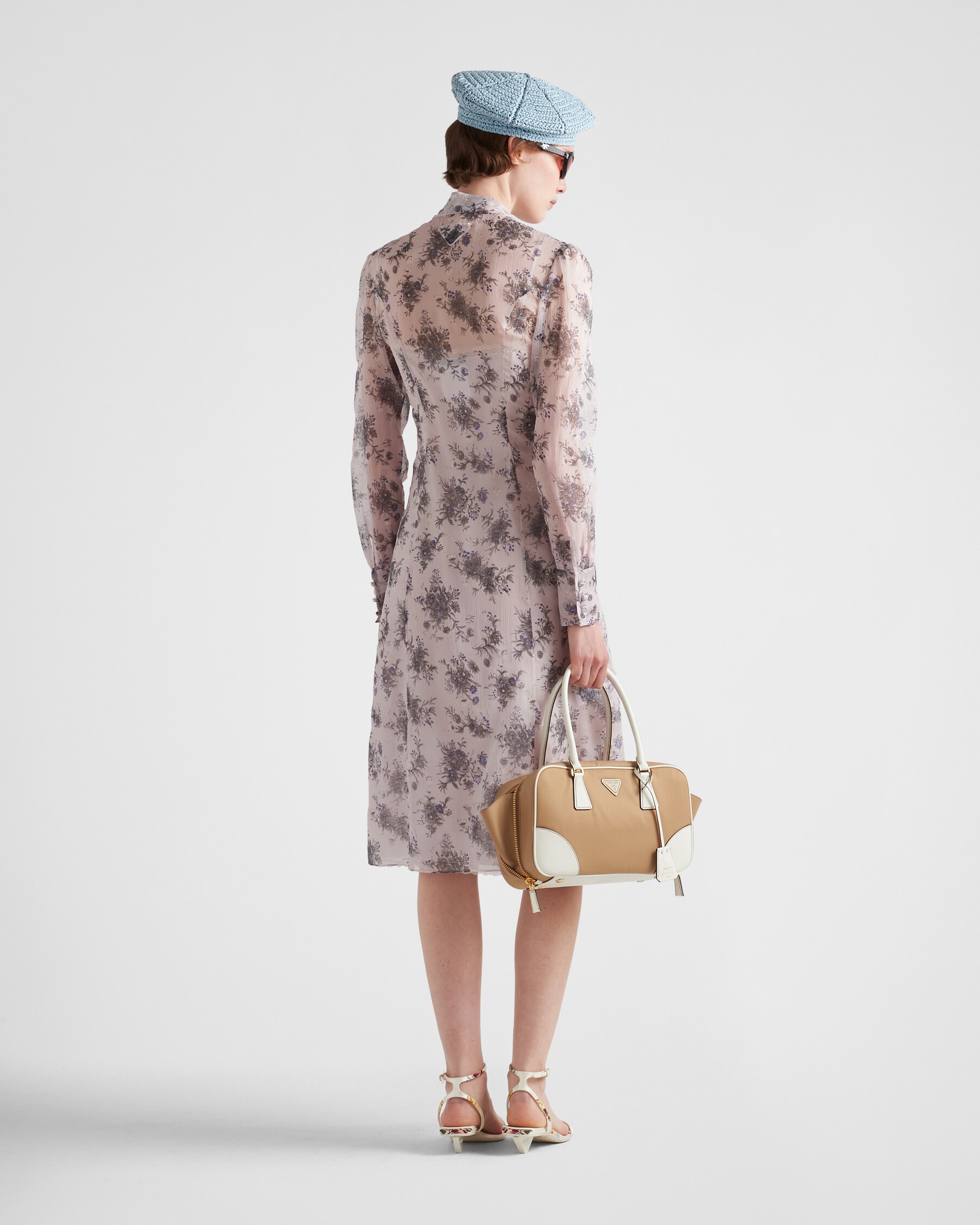 Pink Printed Chiffon Dress | PRADA