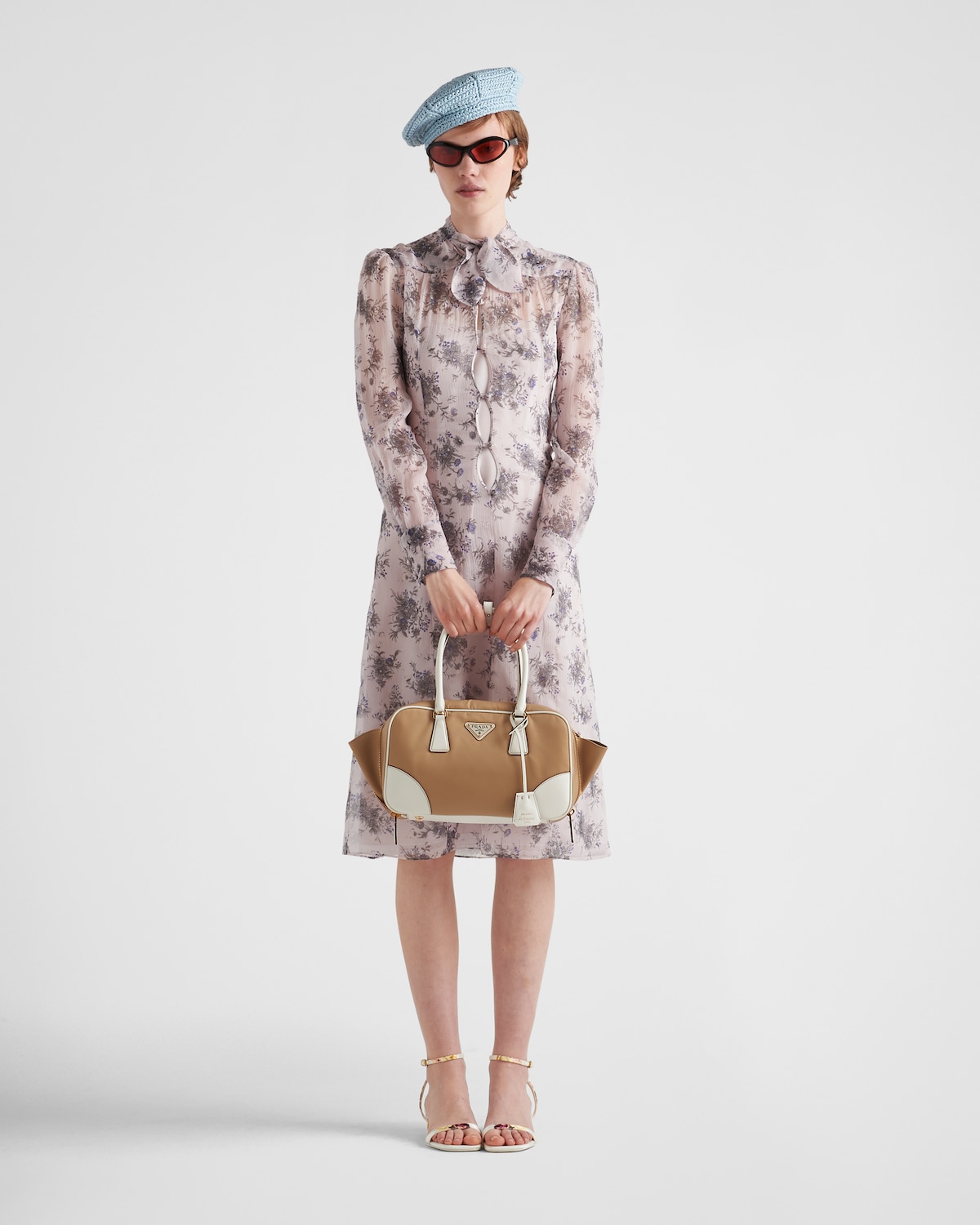 Pink Printed Chiffon Dress | PRADA