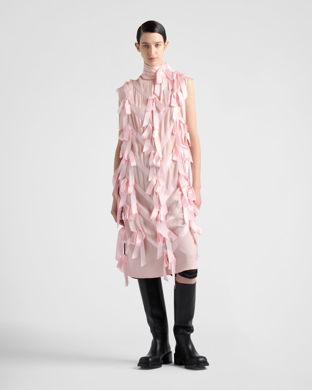 Quartz Sablé Dress With Bows | PRADA