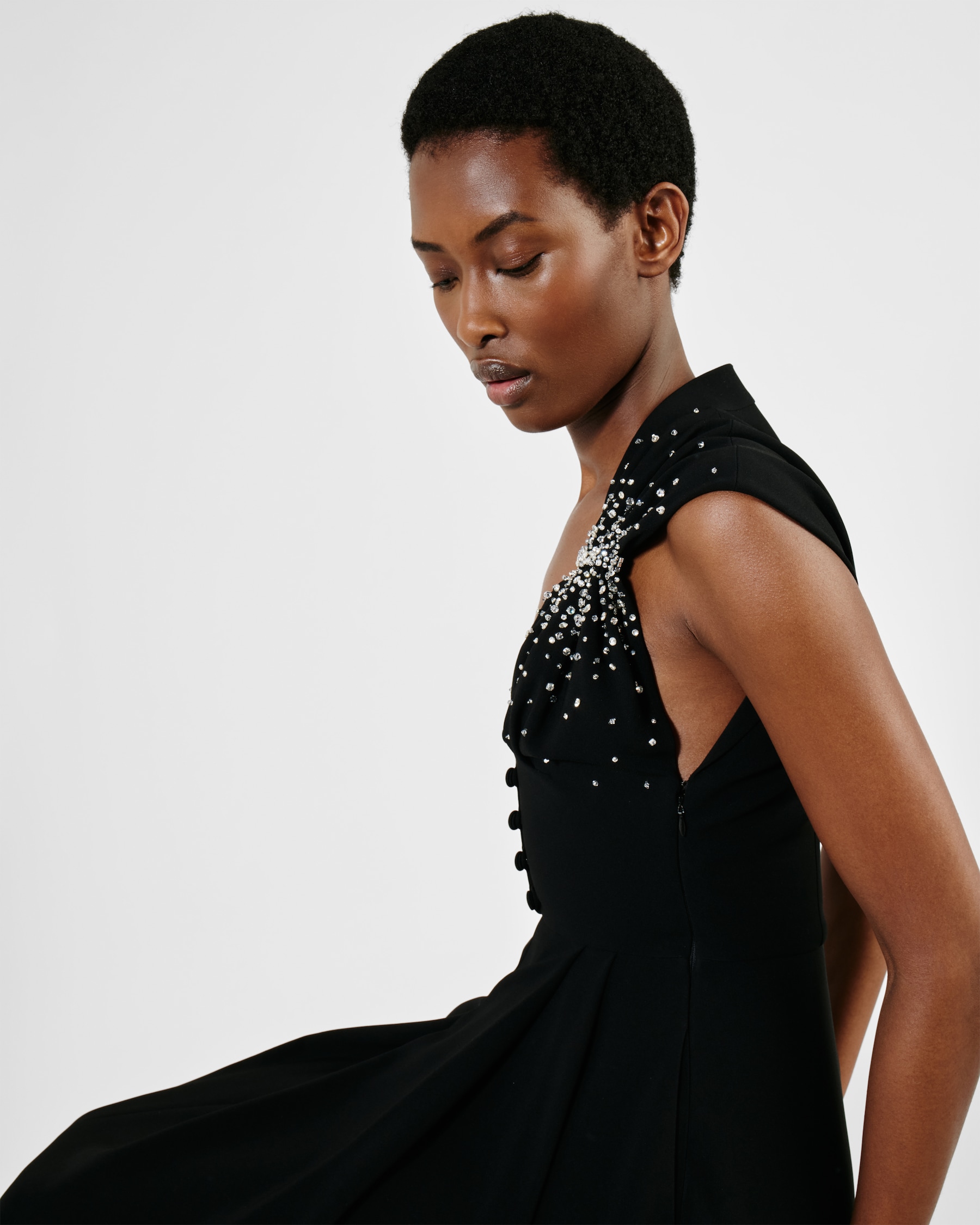 Black Embroidered Cady Dress | PRADA