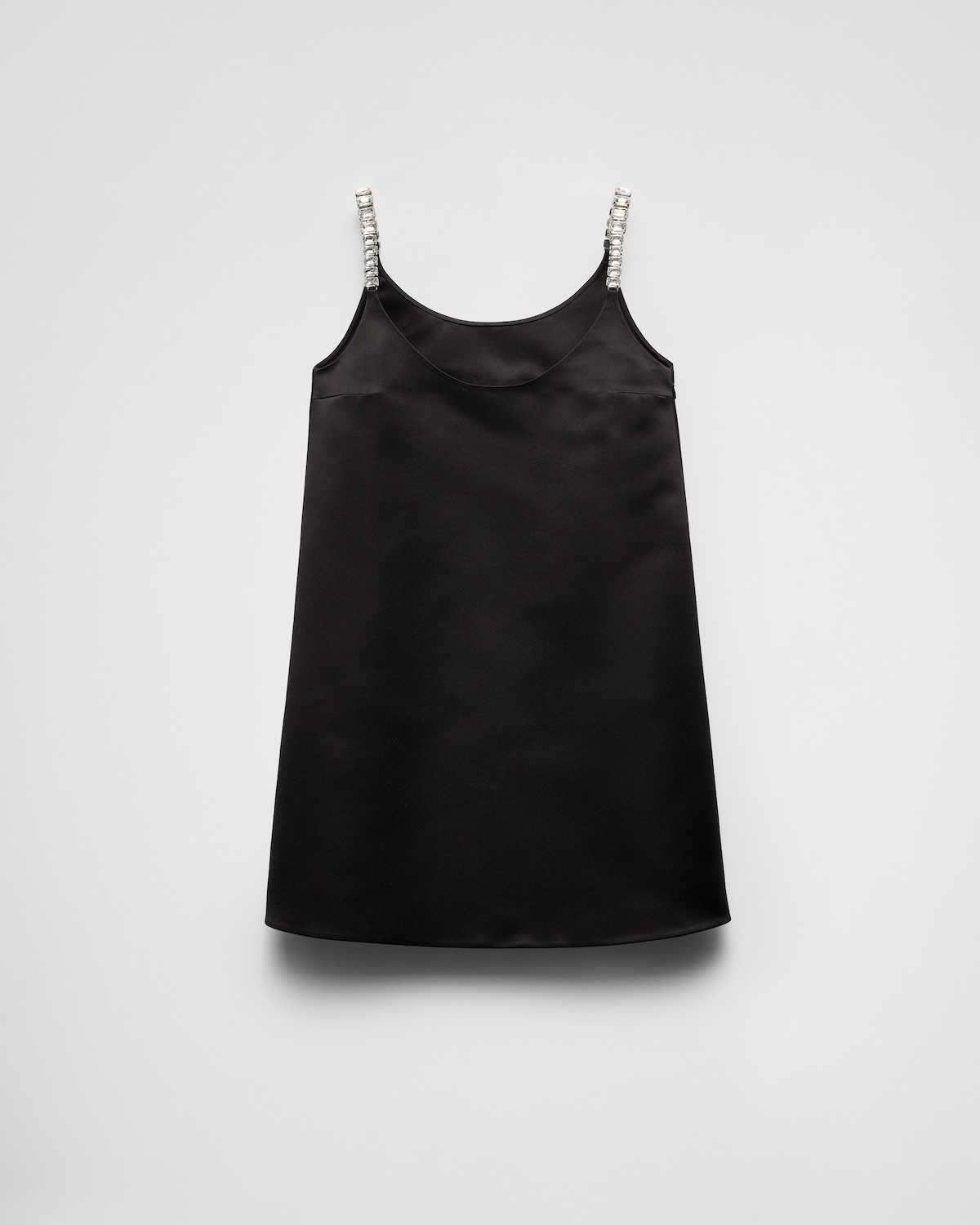 Black Embroidered Double Satin Mini-dress | PRADA