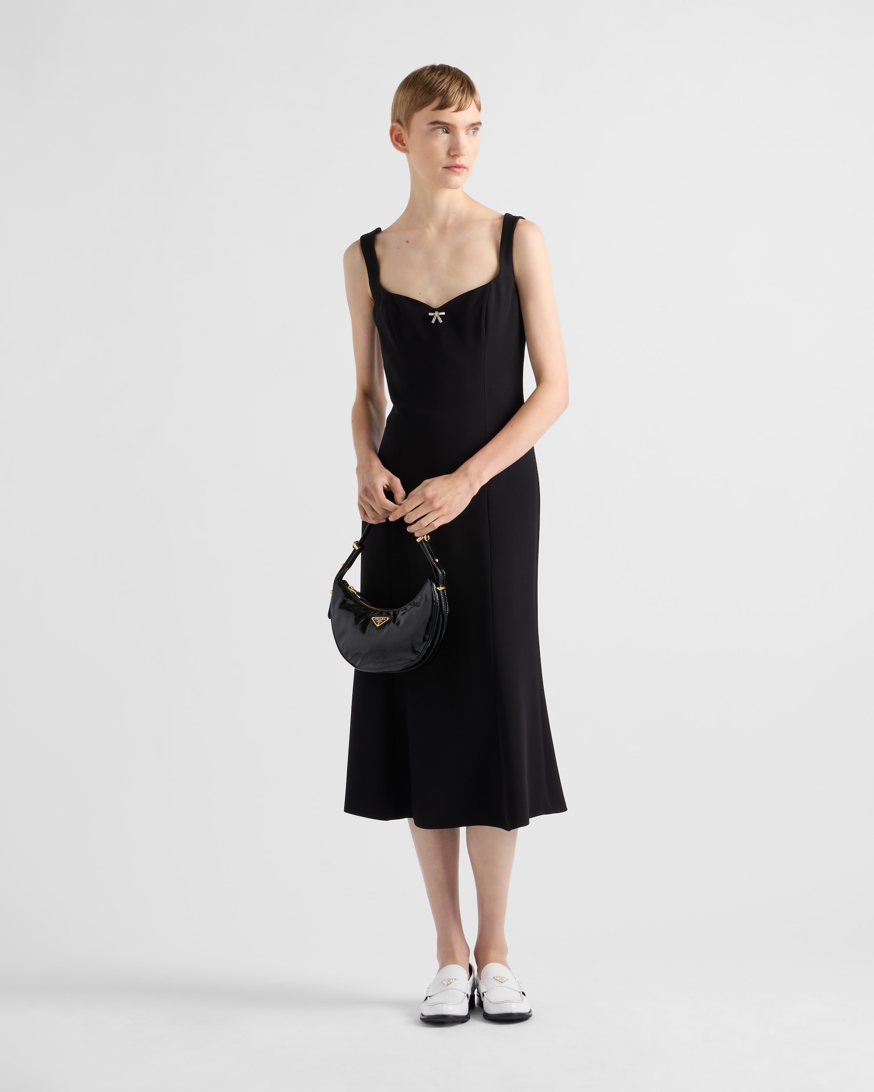 Black Embroidered Cady Dress | PRADA