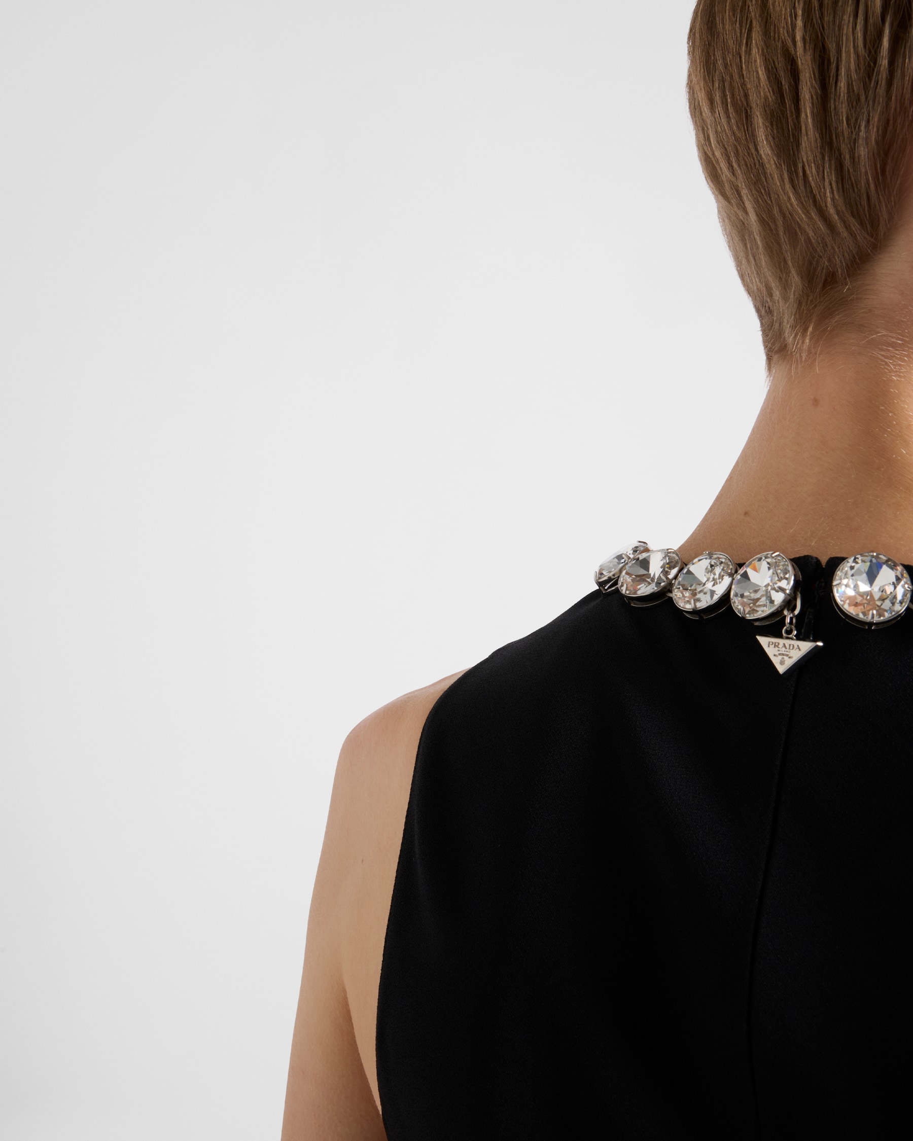 Black Embroidered Sablé Dress | PRADA