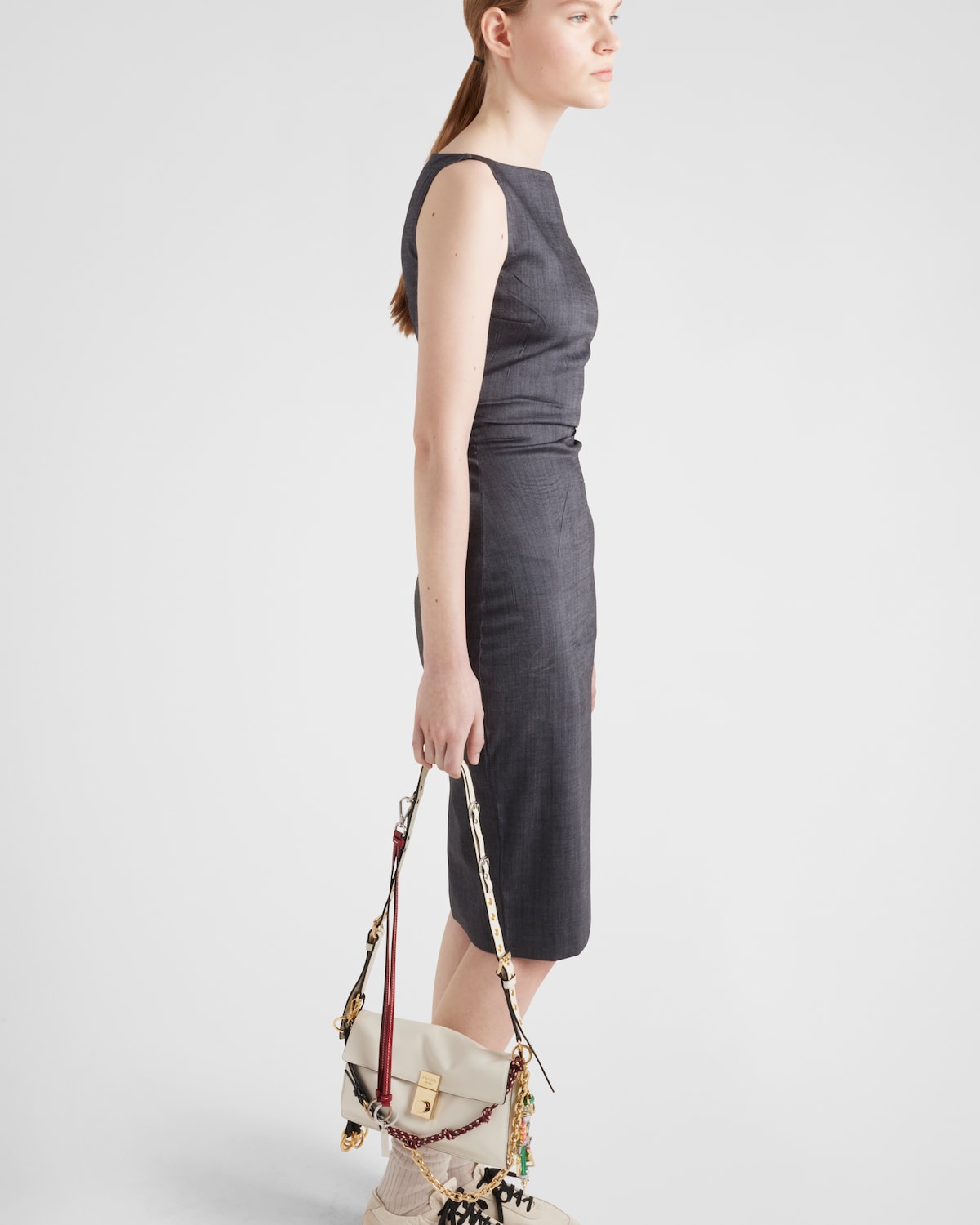 Slate Gray Stretch Kid Mohair Dress | PRADA