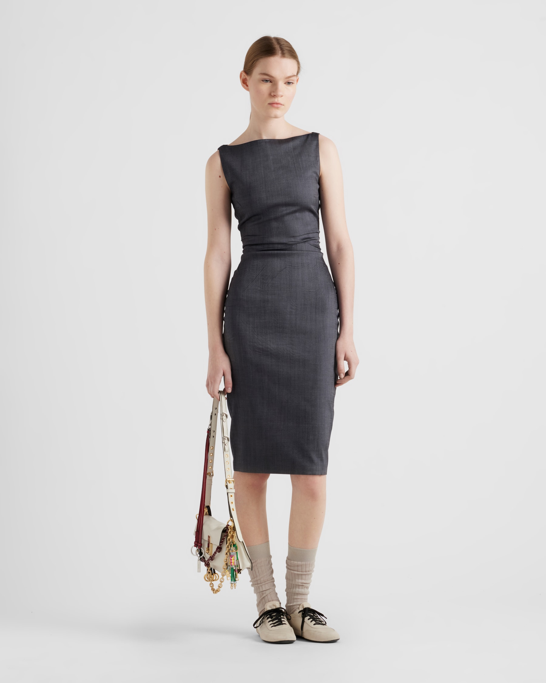 Slate Gray Stretch Kid Mohair Dress | PRADA