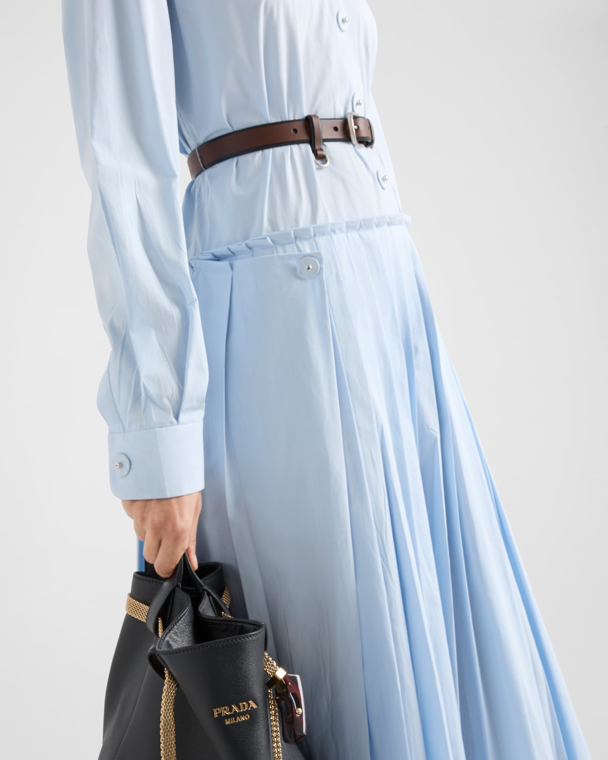 Astro Pleated Poplin Dress | PRADA