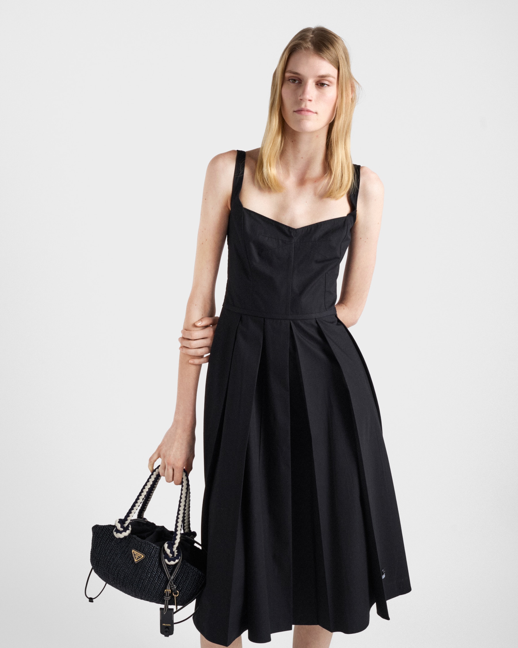 Black Cotton Canvas Dress | PRADA - United States