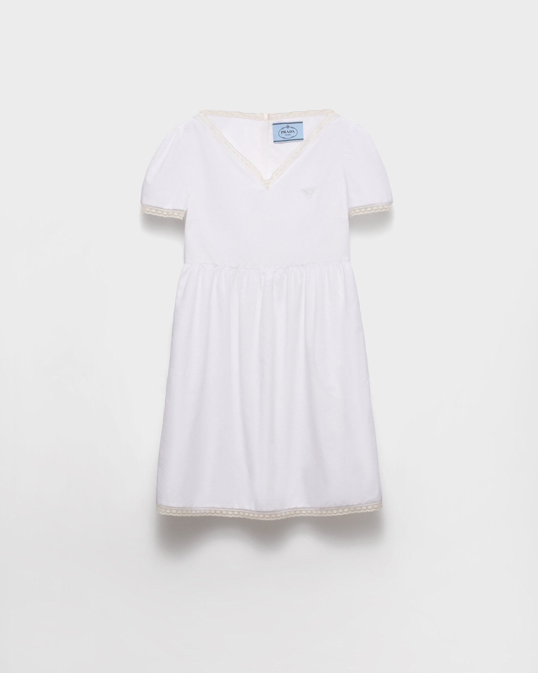 White Embroidered Vintage-look Fabric Mini-dress | PRADA - United States