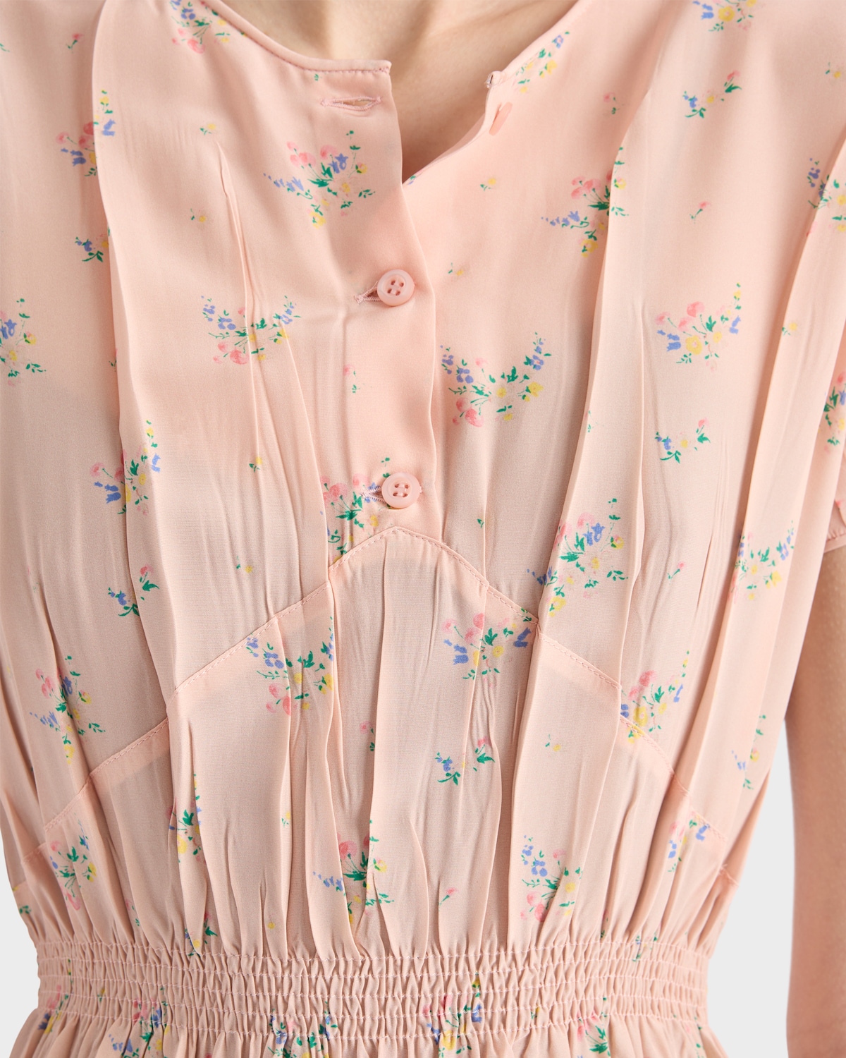 Peach Floral Print Pongé Dress | PRADA