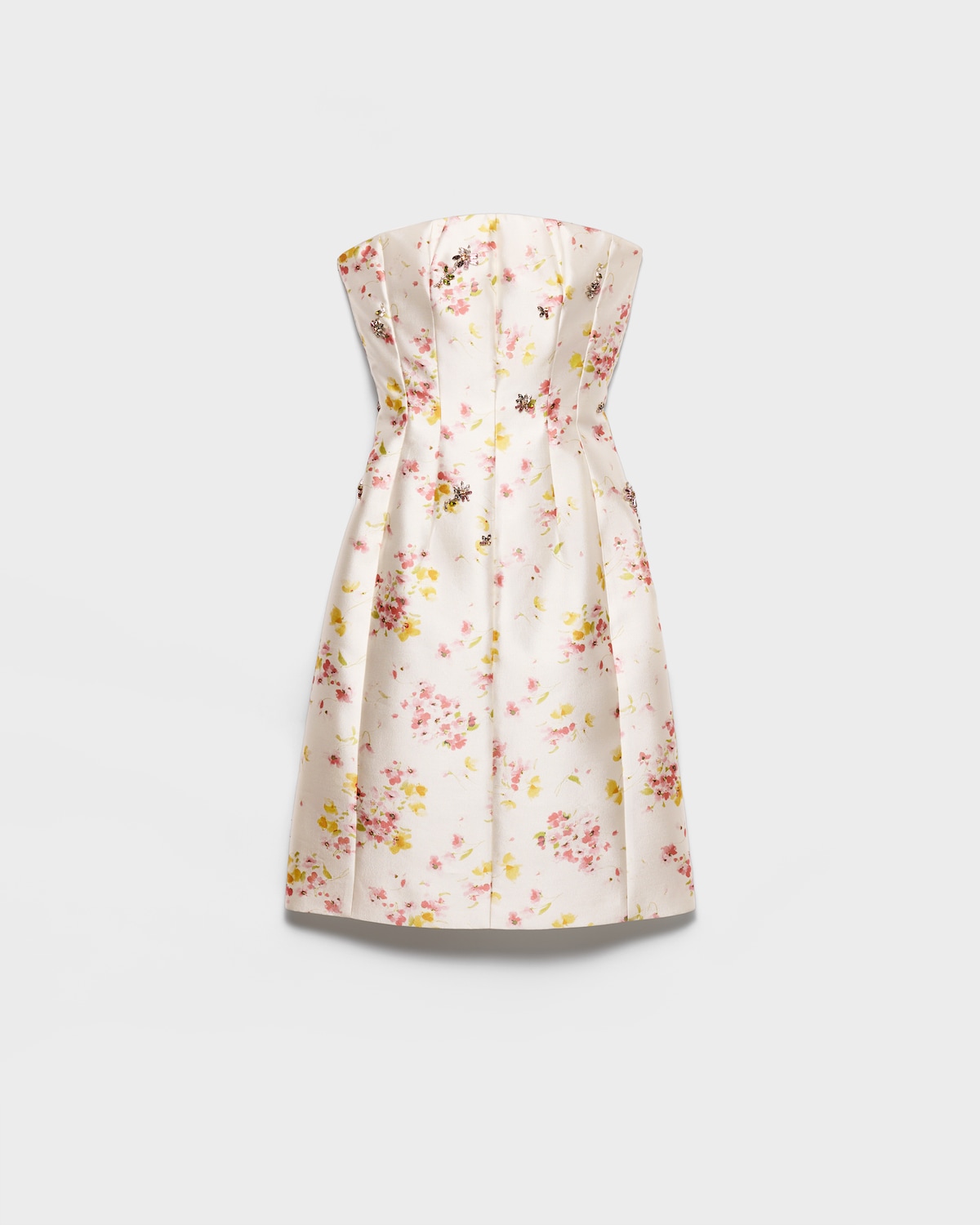 Begonia Pink Floral Print Silk And Wool Dress | PRADA
